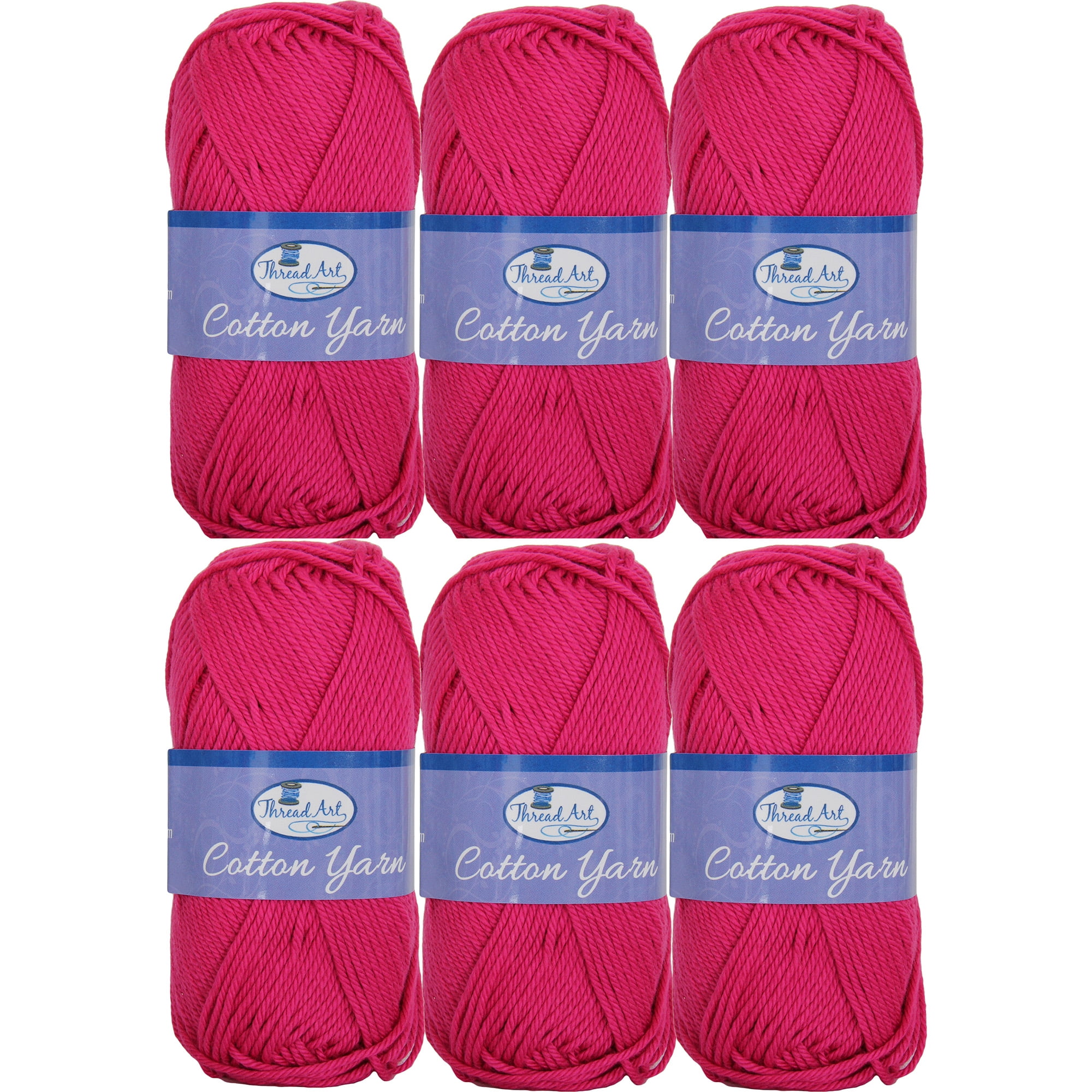6 Pack Threadart 100% Pure Cotton Crochet Yarn | 50 gram Skeins ...