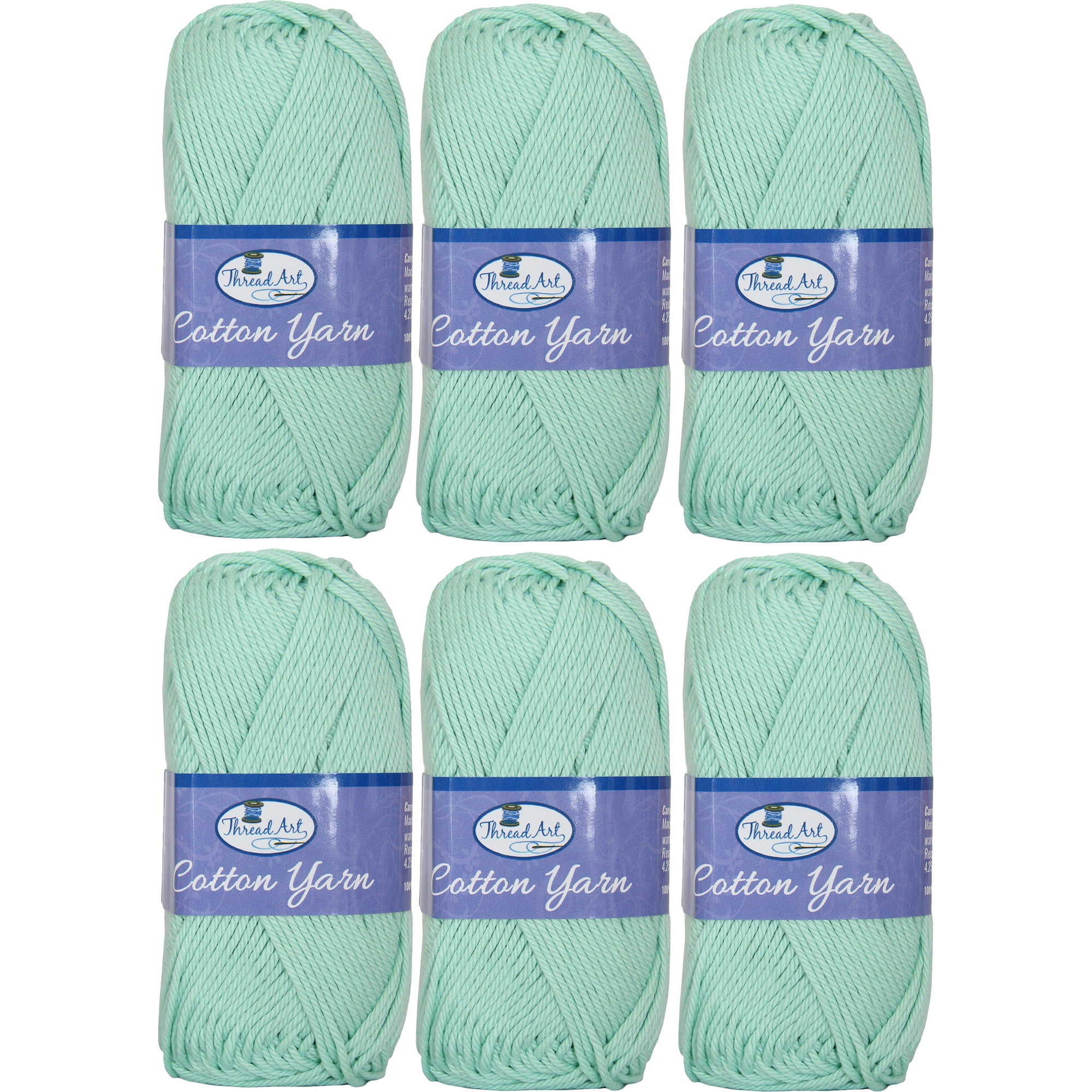 6 Pack Threadart 100% Pure Cotton Crochet Yarn | 50 gram Skeins ...