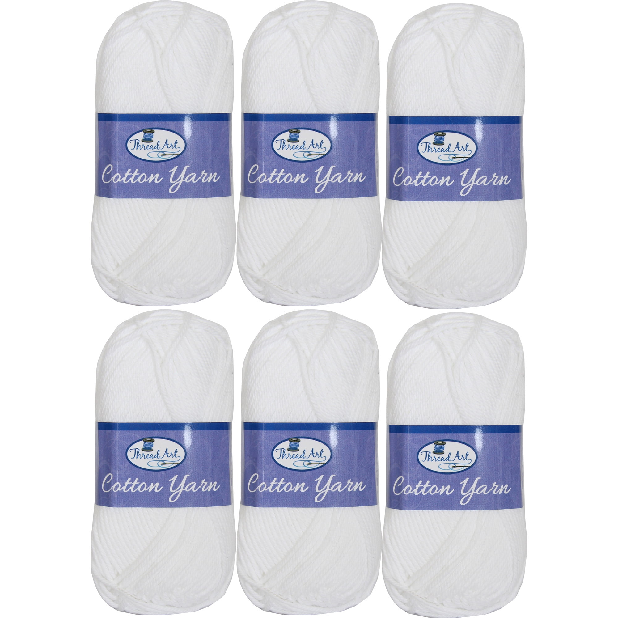 6 Pack Threadart 100% Pure Cotton Crochet Yarn | 50 gram Skeins ...