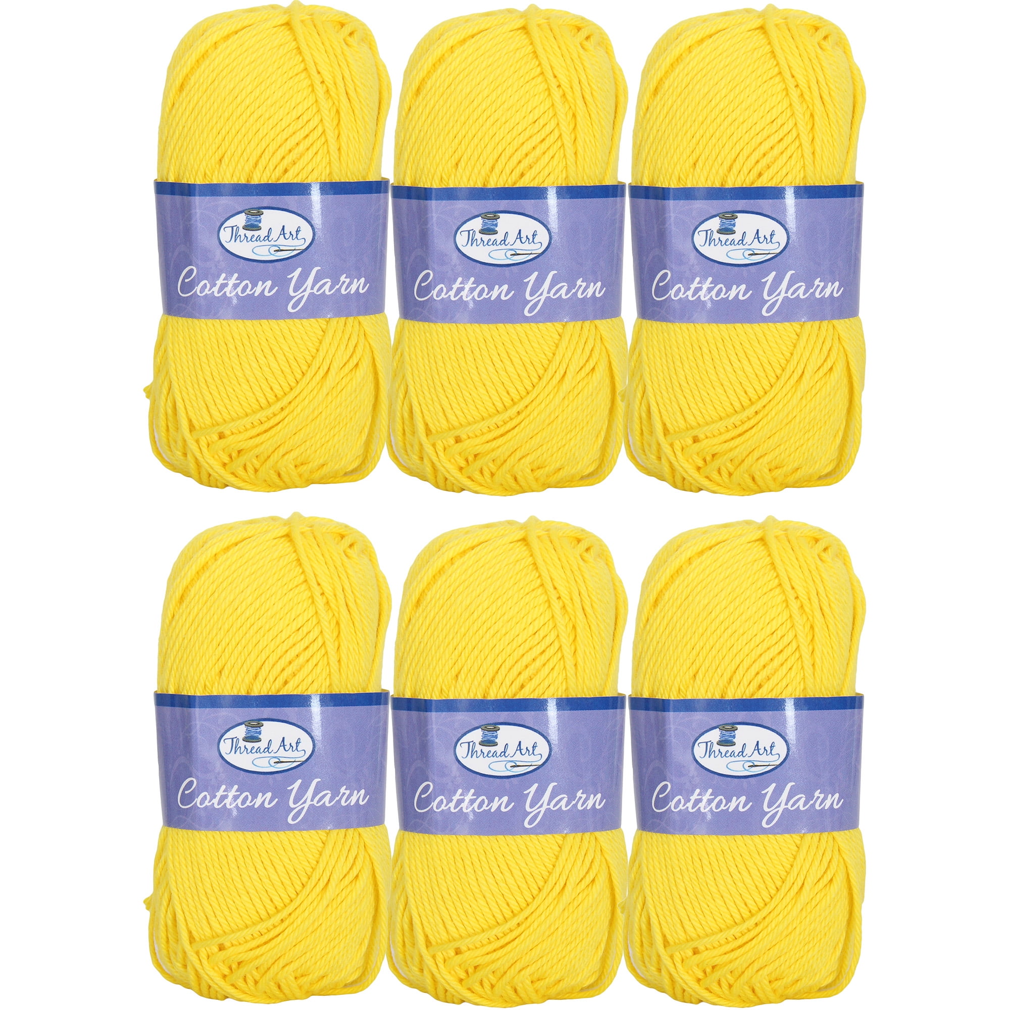 6 Pack Threadart 100% Pure Cotton Crochet Yarn | 50 gram Skeins ...