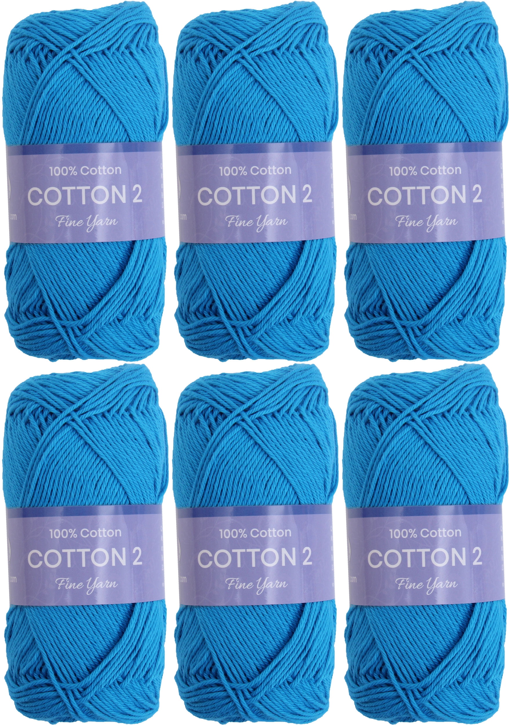 6 Pack Threadart 100% Pure Cotton Crochet Yarn Size 2 | Dark Aqua | 50 ...