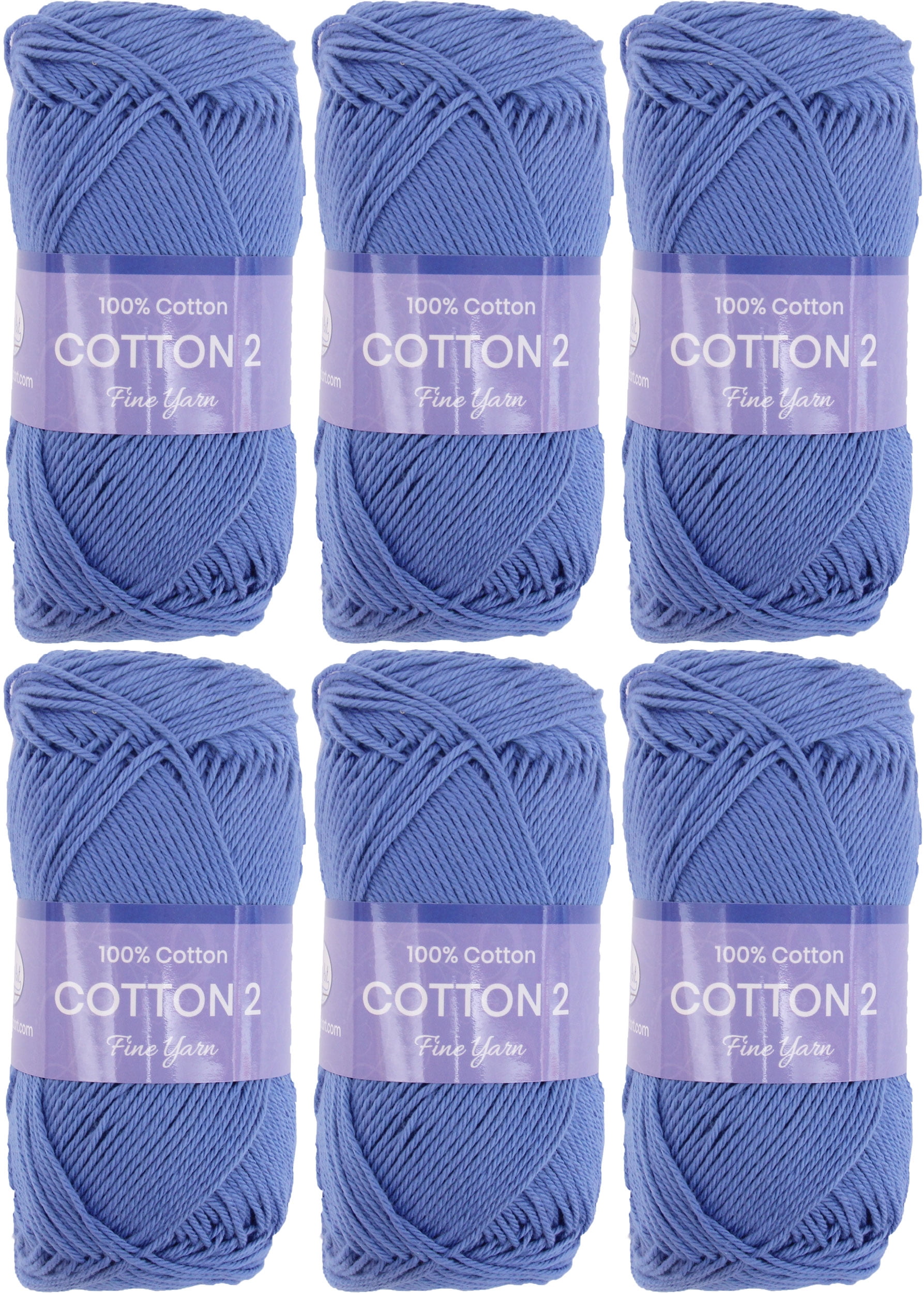 6 Pack Threadart 100% Pure Cotton Crochet Yarn Size 2 | Periwinkle | 50 ...