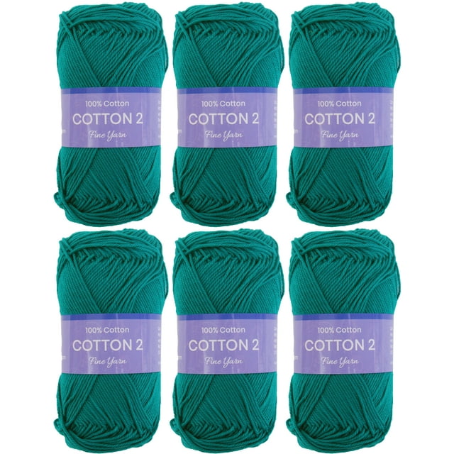 6 Pack Threadart 100% Pure Cotton Crochet Yarn Size 2 | Teal | 50 gram ...