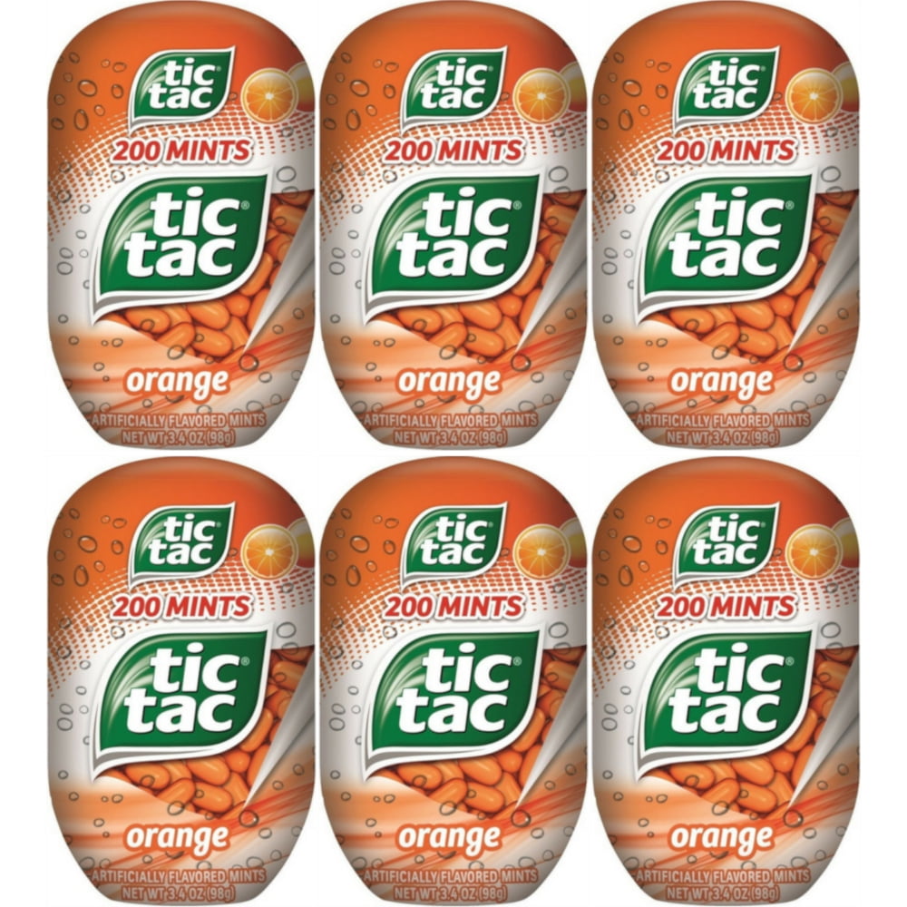6 Pack Tic Tac Orange Bottle Pack 3.4 Oz 200 Mints Each - Walmart.com