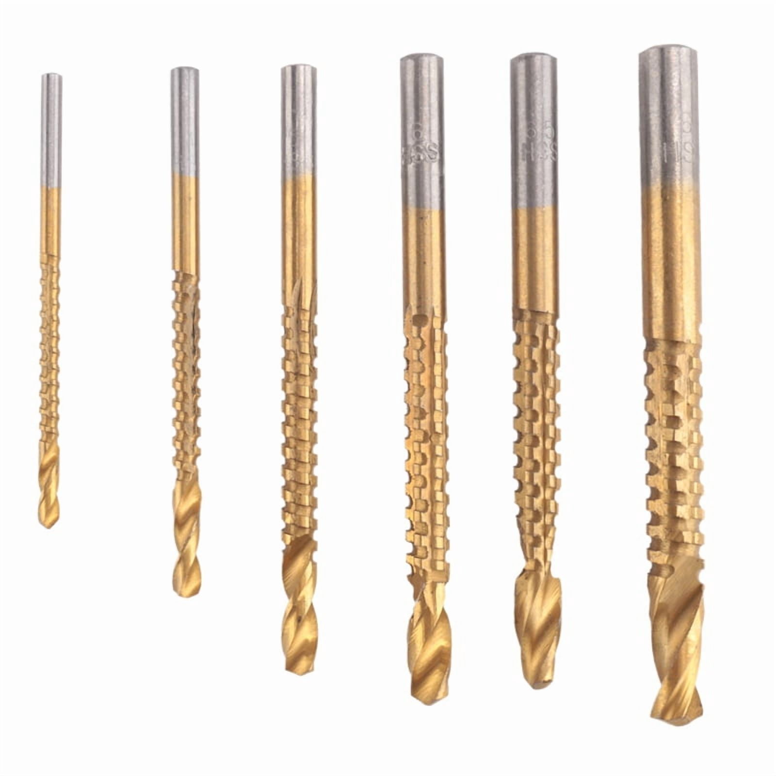 6 Pack Titanium Coated HSS Twist Bits, 3-8mm Serrated Side Cut Bits ...