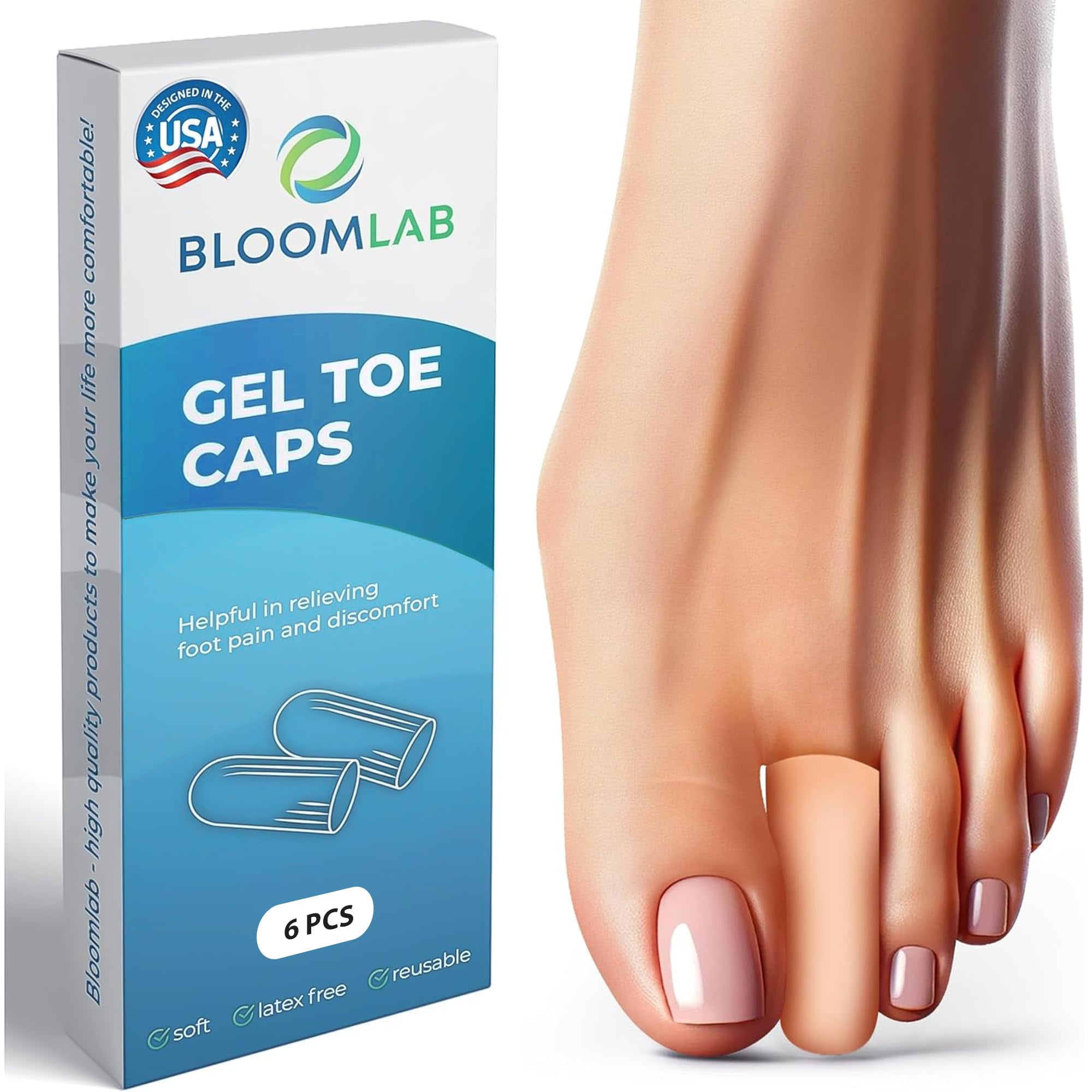 6 Pack Toe Caps and Toe Protectors Women & Men - 6 Small Beige Silicone Toe Sleeves, Gel Toe Cap ...