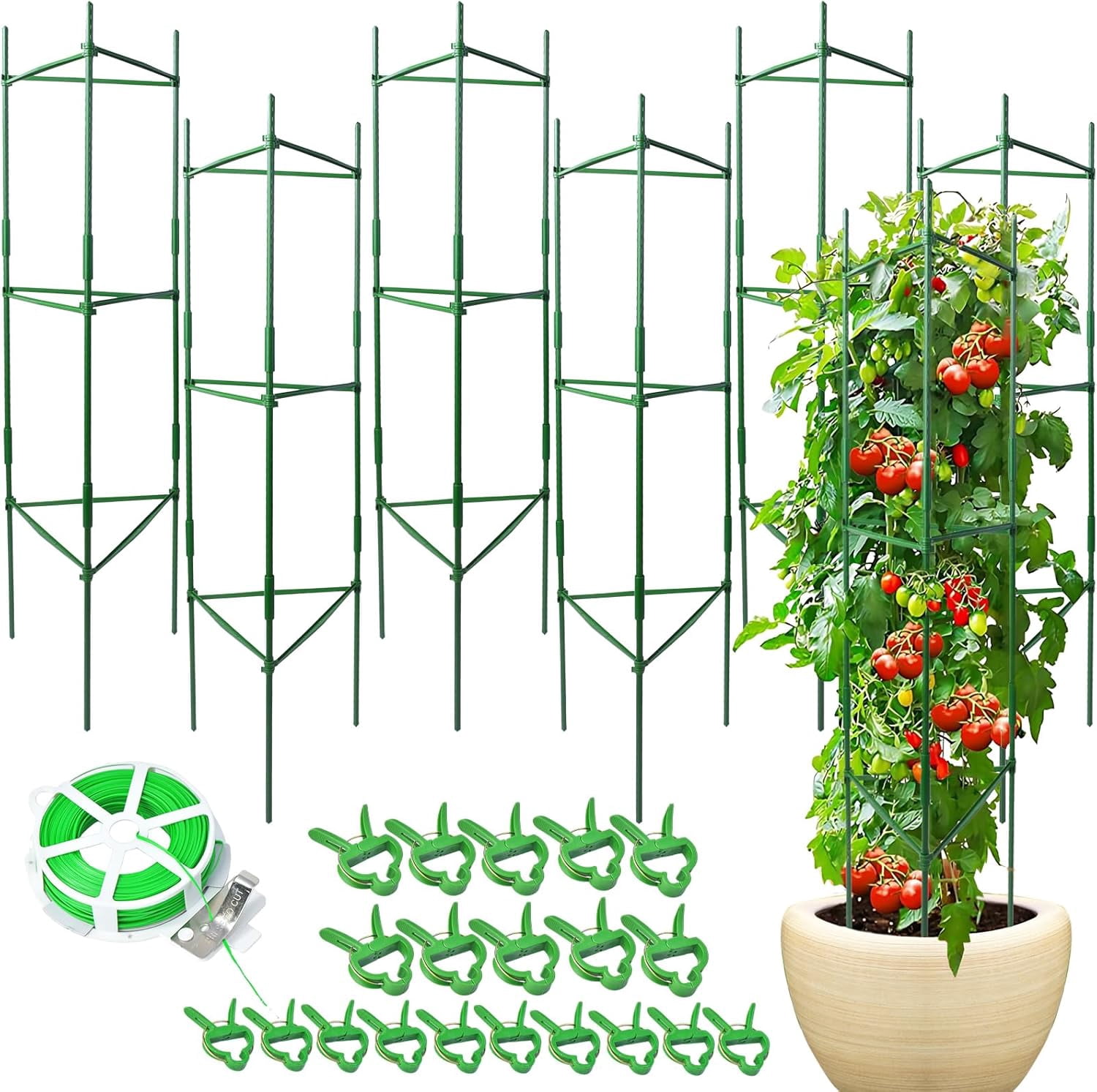 6 Pack Tomato Cage for Garden & Pots, Rust-Resistant Tomato Stakes ...