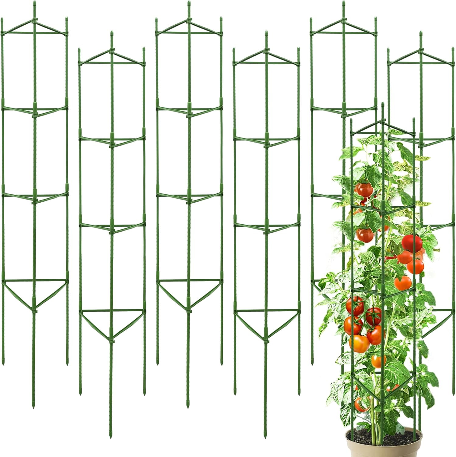 6 Pack Tomato Cages,68inches Height Adjustable Plant Support,Heavy Duty ...