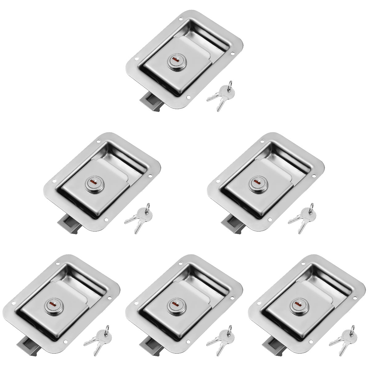 6 Pack Tool Box Handles Lock Flush Mount Paddle Latch Locking - Walmart.com