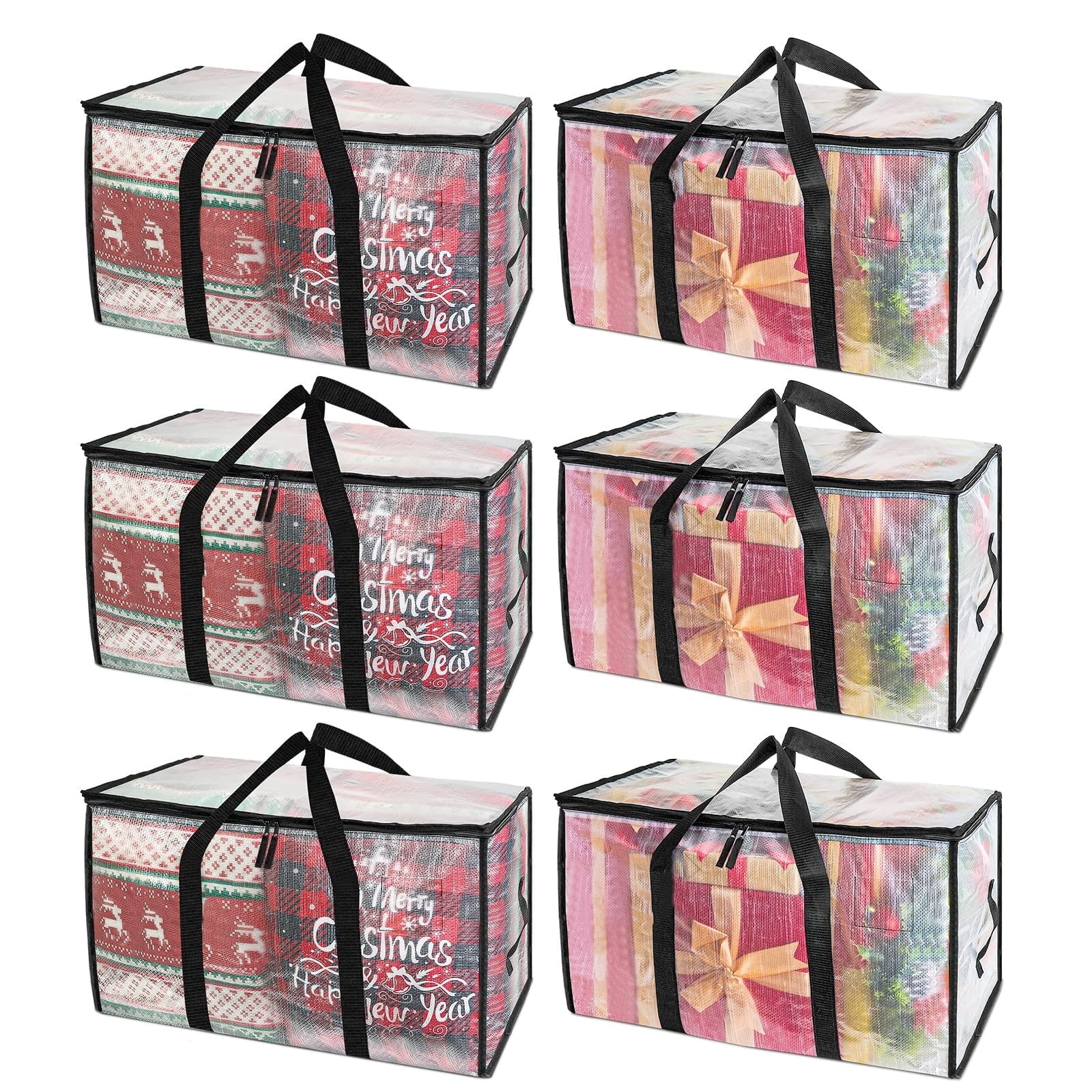 6 Pack Totes for Storage Large Moving Bags Heavy Duty，Moving Boxes with ...