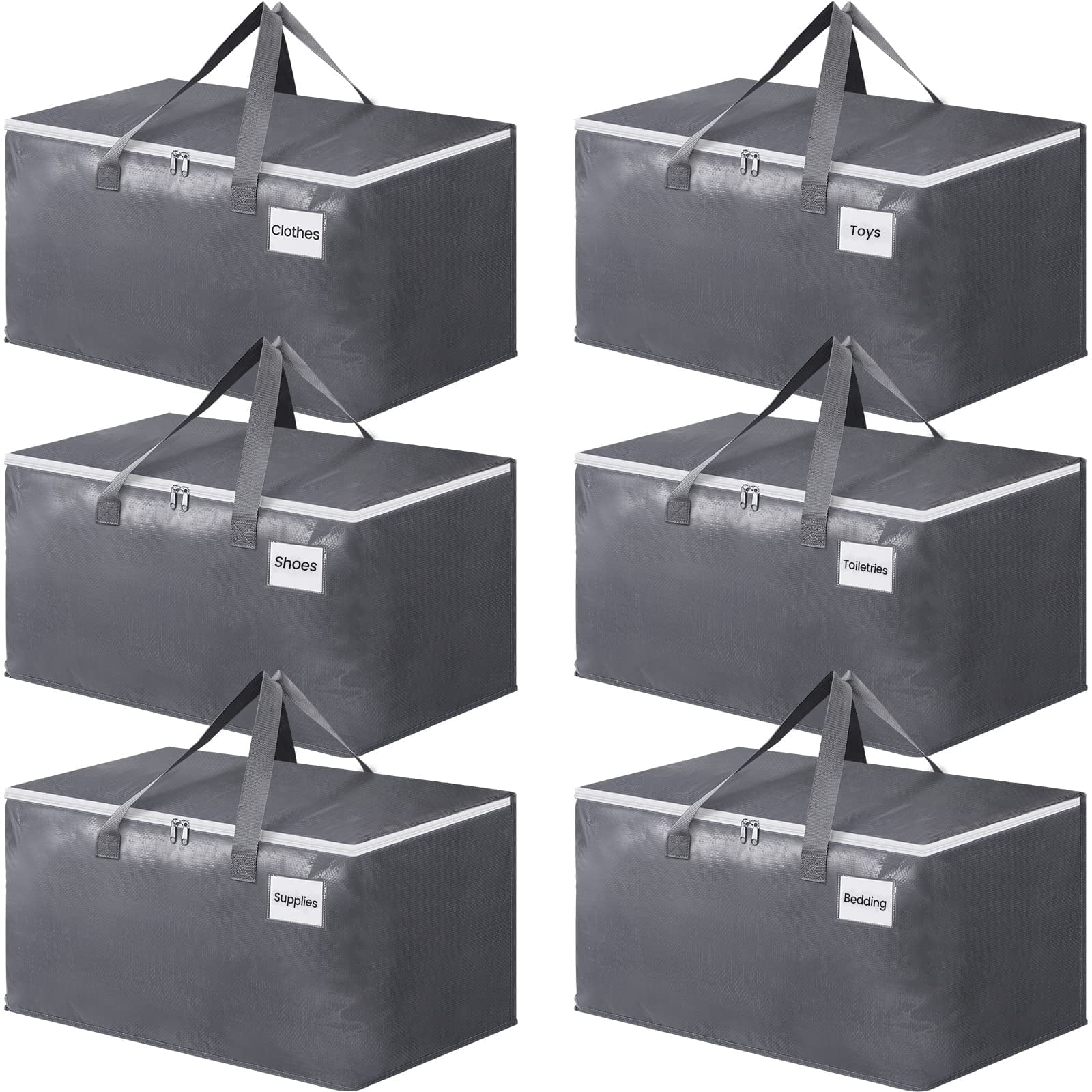 AIKERLP 6 Pack Heavy Duty Storage Totes, 93L Large Moving Bags with ...