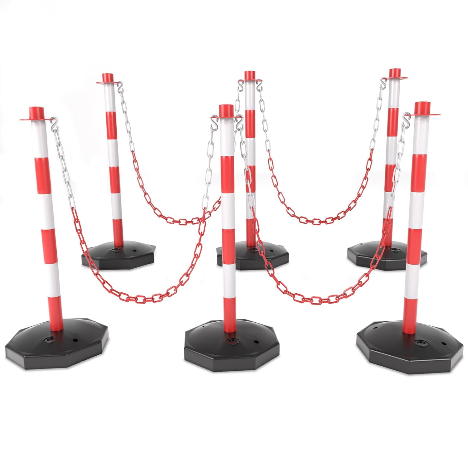 6 Pack Traffic Barricade Delineator Post with Fillable Base, Crowd ...