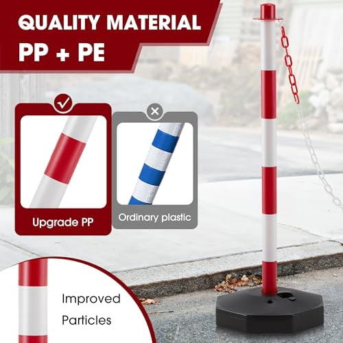 6 Pack Traffic Barricade Delineator Post with Fillable Base, Crowd ...