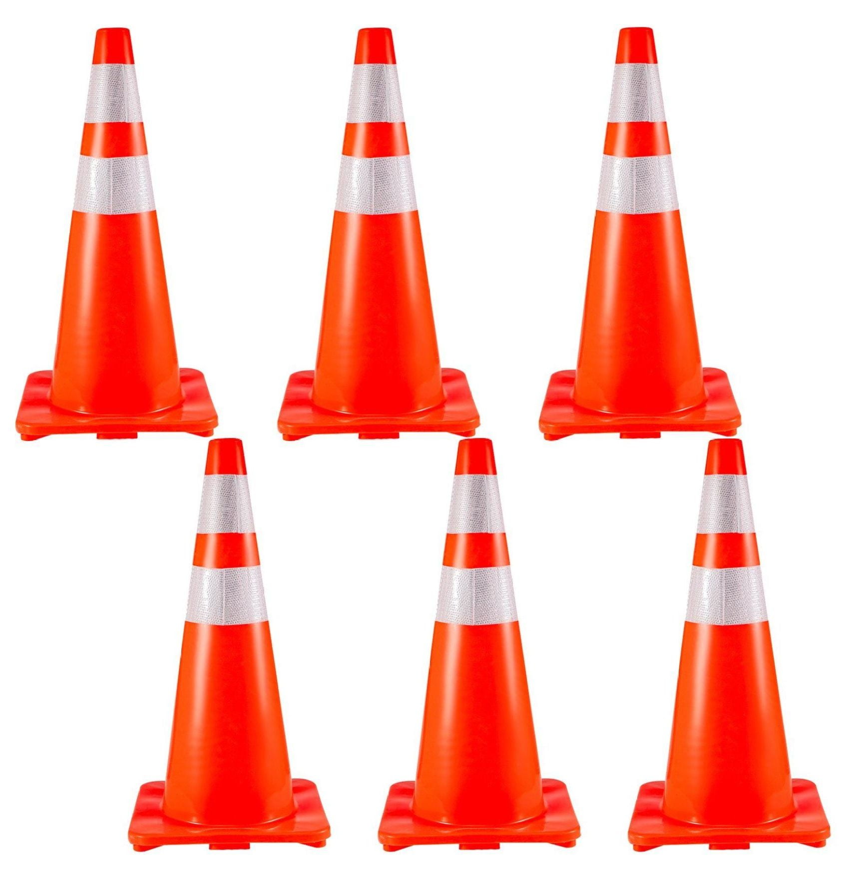6 Pack Traffic Cones 28 Inch, Safety Cones with Reflective Collars, PVC ...