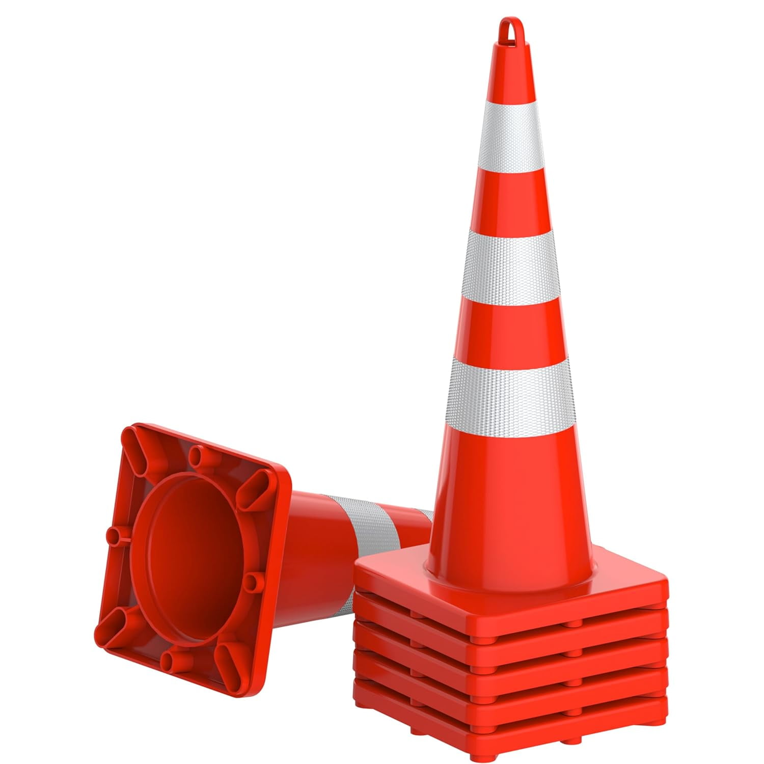 6 Pack Traffic Cones 36 Inch Safety Cones with Reflective Collar, Red ...