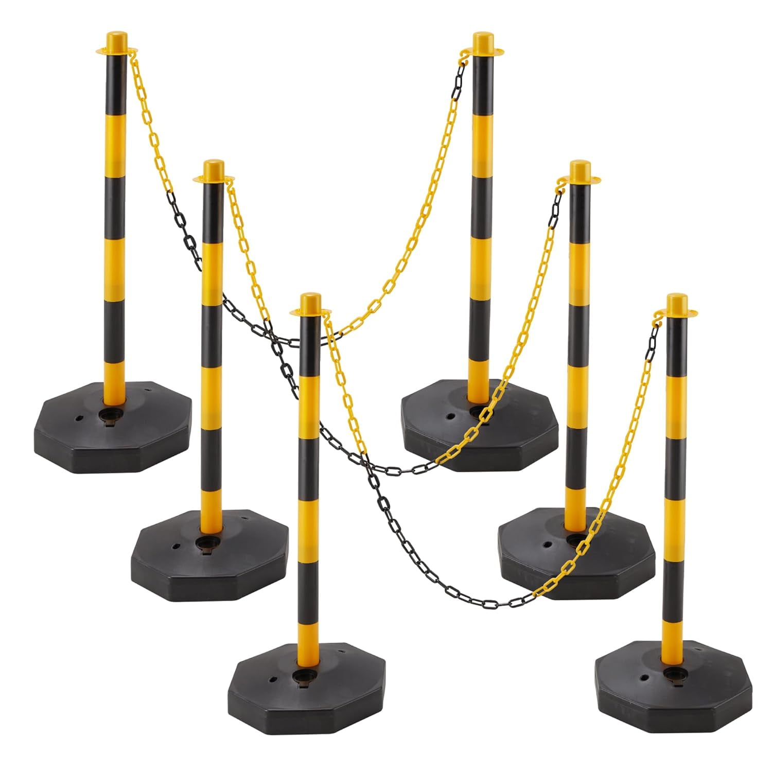 6 Pack Traffic Delineator Post Cone with Fillable Base, Crowd Control ...