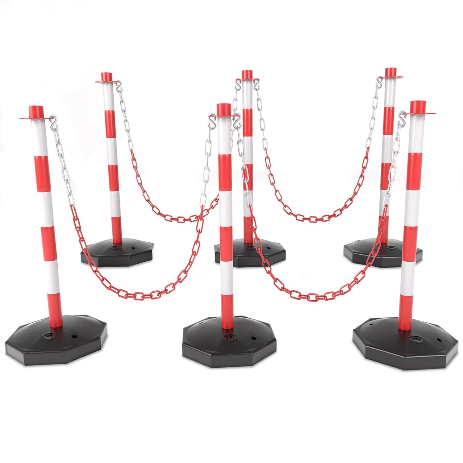 6 Pack Traffic Delineator Post Cone with Fillable Base, Crowd Control ...