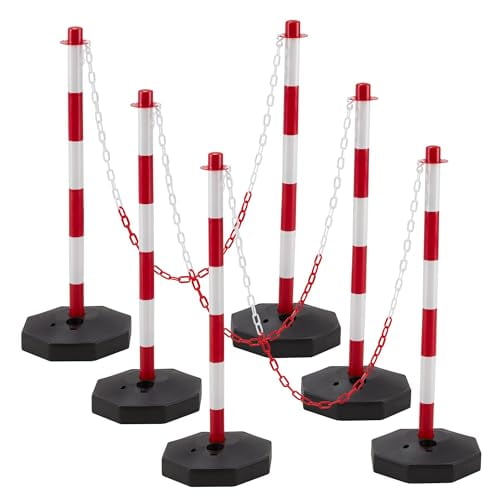 6 Pack Traffic Delineator Post Cone with Fillable Base, Crowd Control ...
