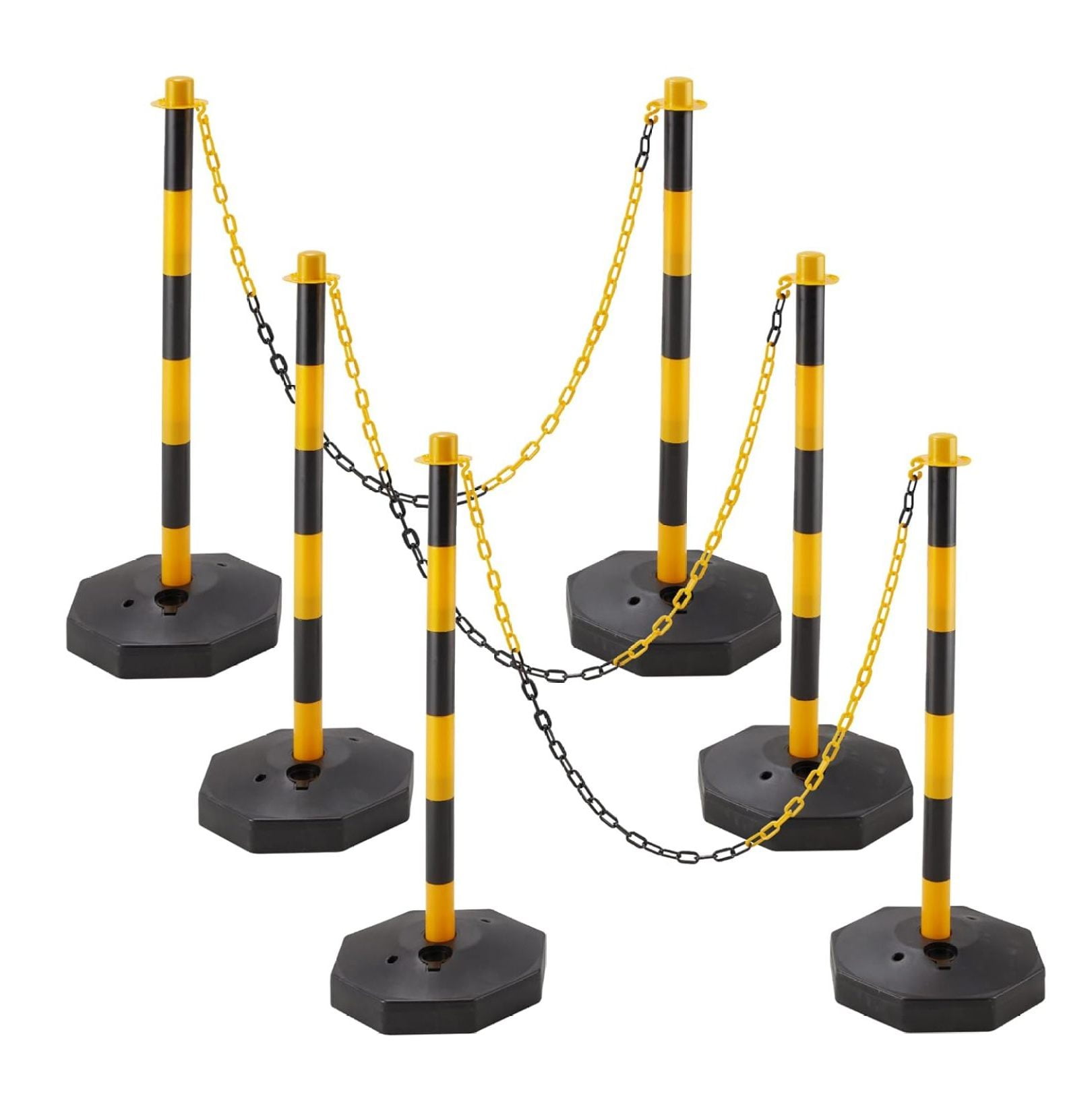 6 Pack Traffic Delineator Post Cone with Fillable Base, Crowd Control ...