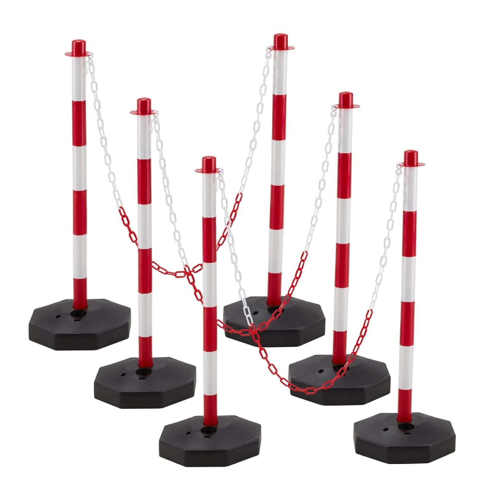 6 Pack Traffic Delineator Post Cone with Fillable Base, Crowd Control ...