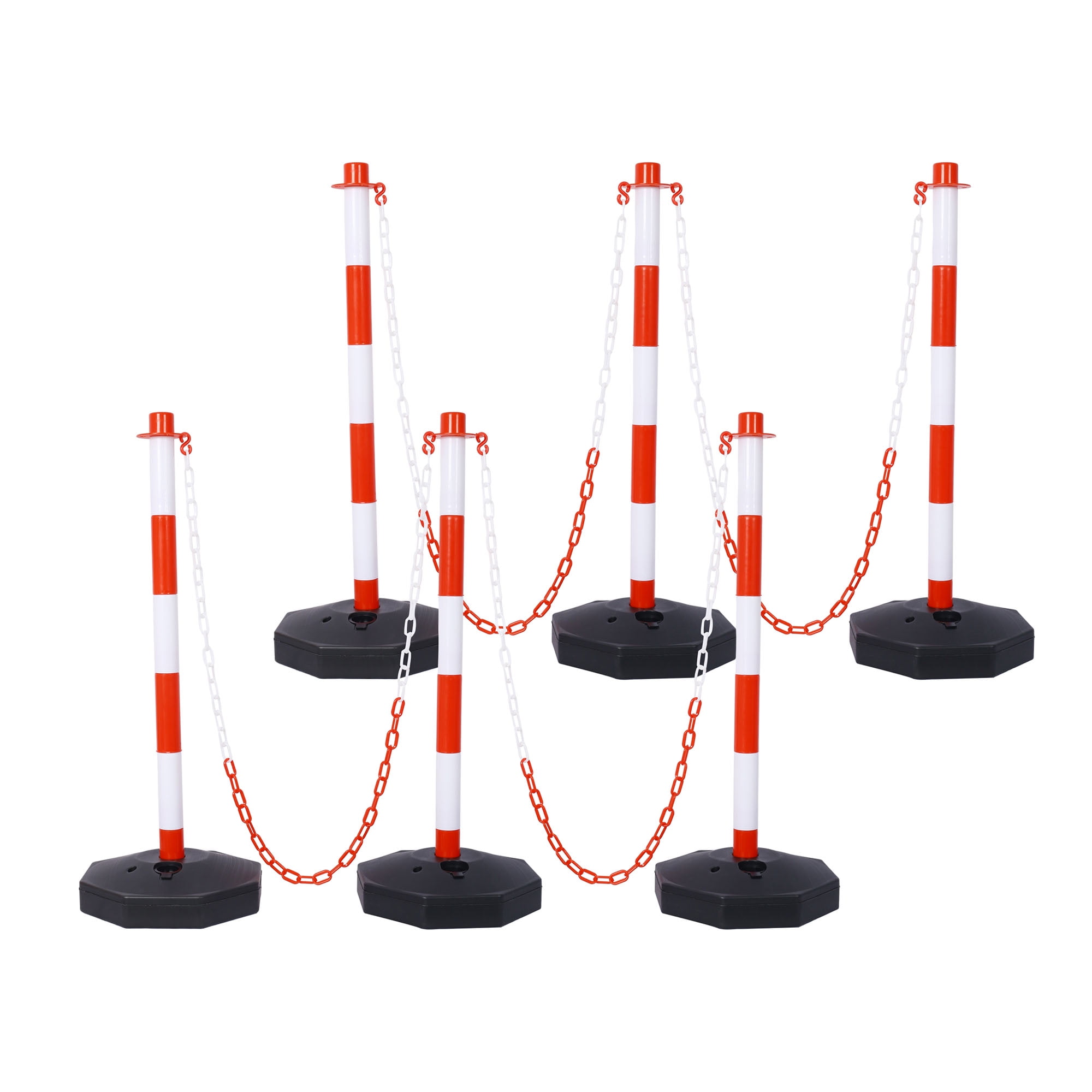 6 Pack Traffic Delineator Post Cones with Fillable Base, Adjustable ...