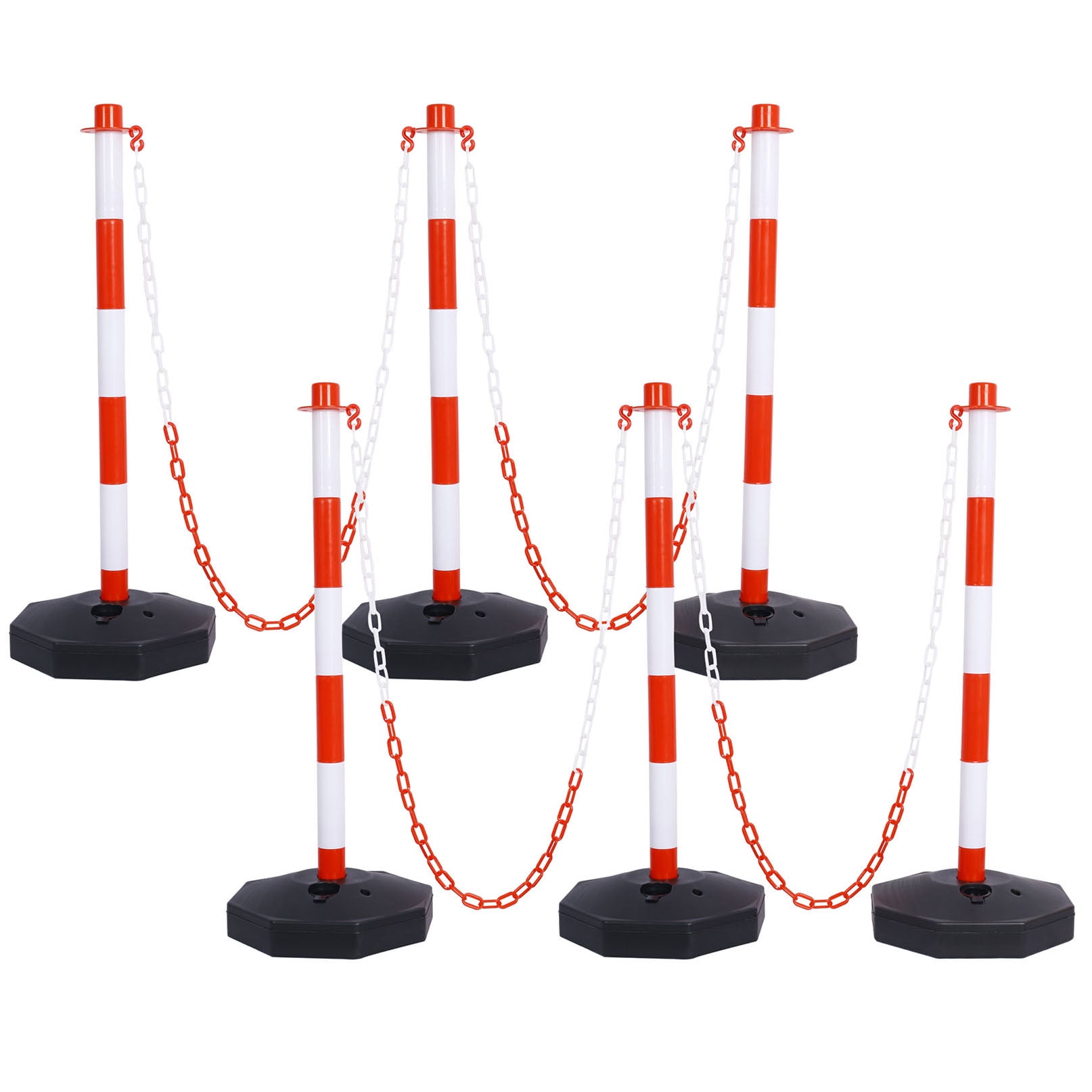 6 Pack Traffic Delineator Post Cones with Fillable Base, Adjustable ...
