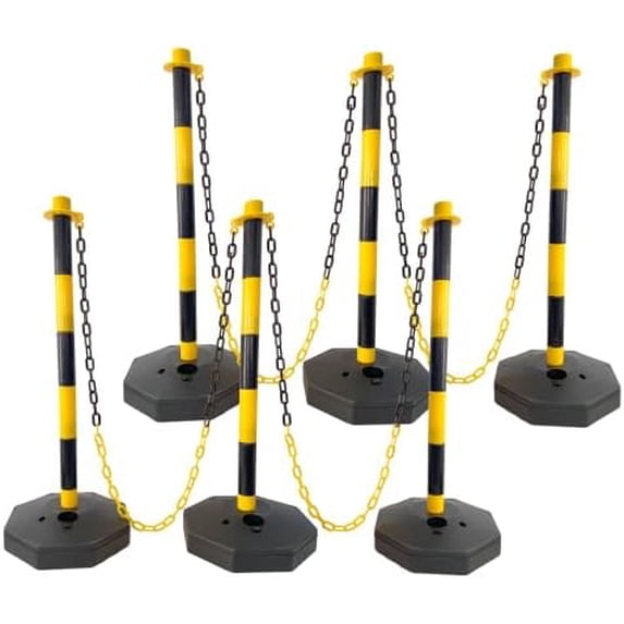 6 Pack Traffic Delineator Post Cones with Fillable Base, Adjustable ...
