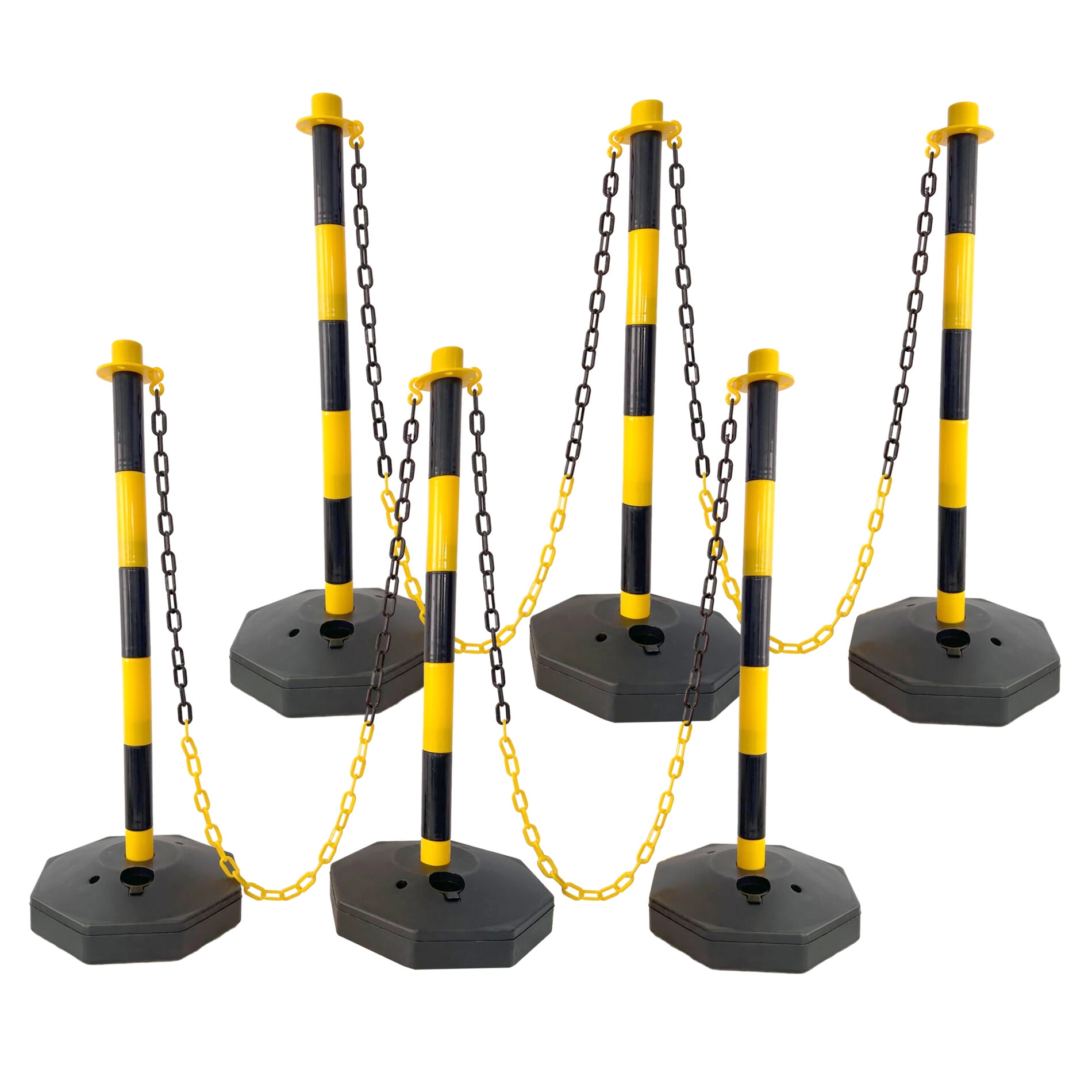 6 Pack Traffic Delineator Post Cones with Fillable Base, Adjustable ...