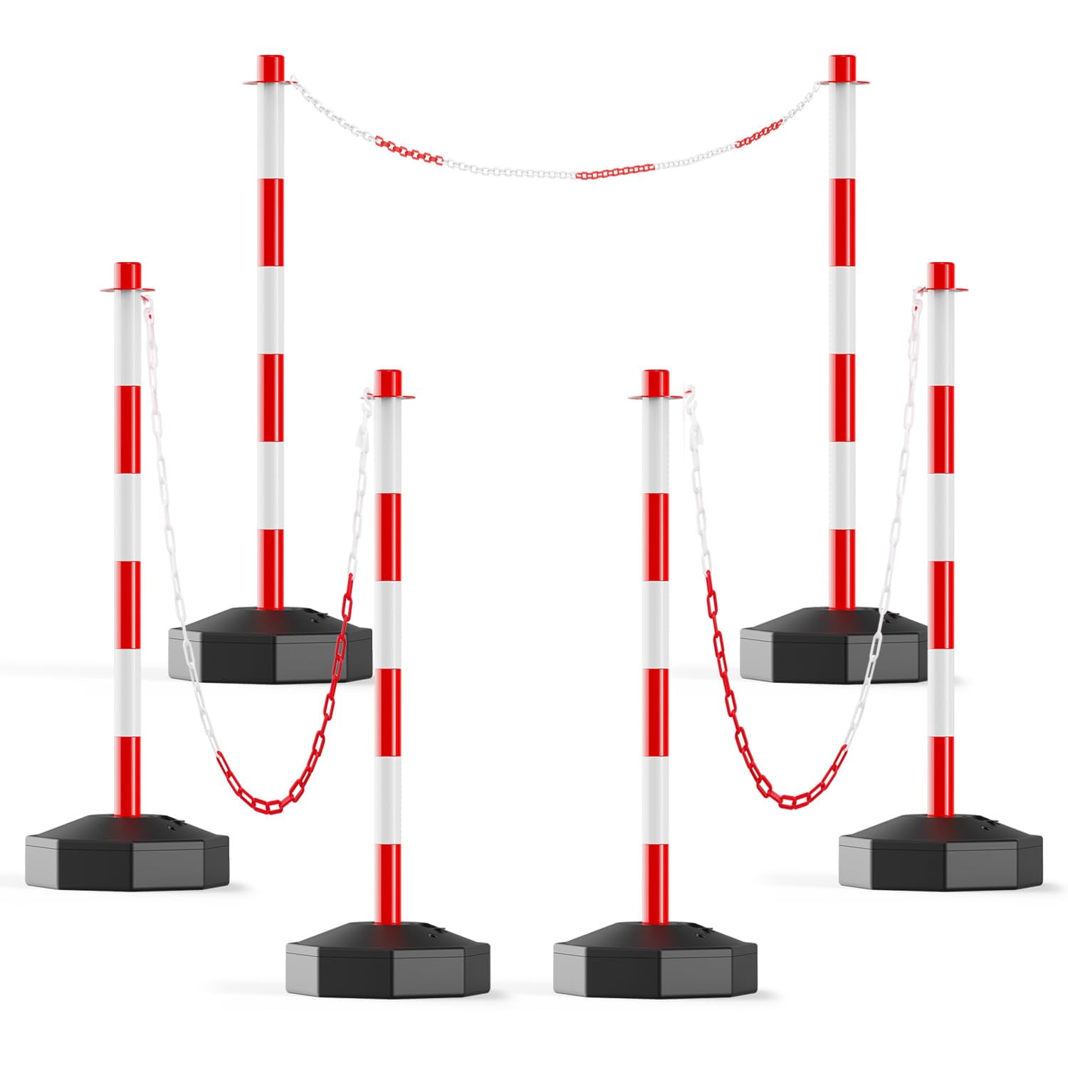 6 Pack Traffic Delineator Post Cones with Fillable Base, Expandable ...