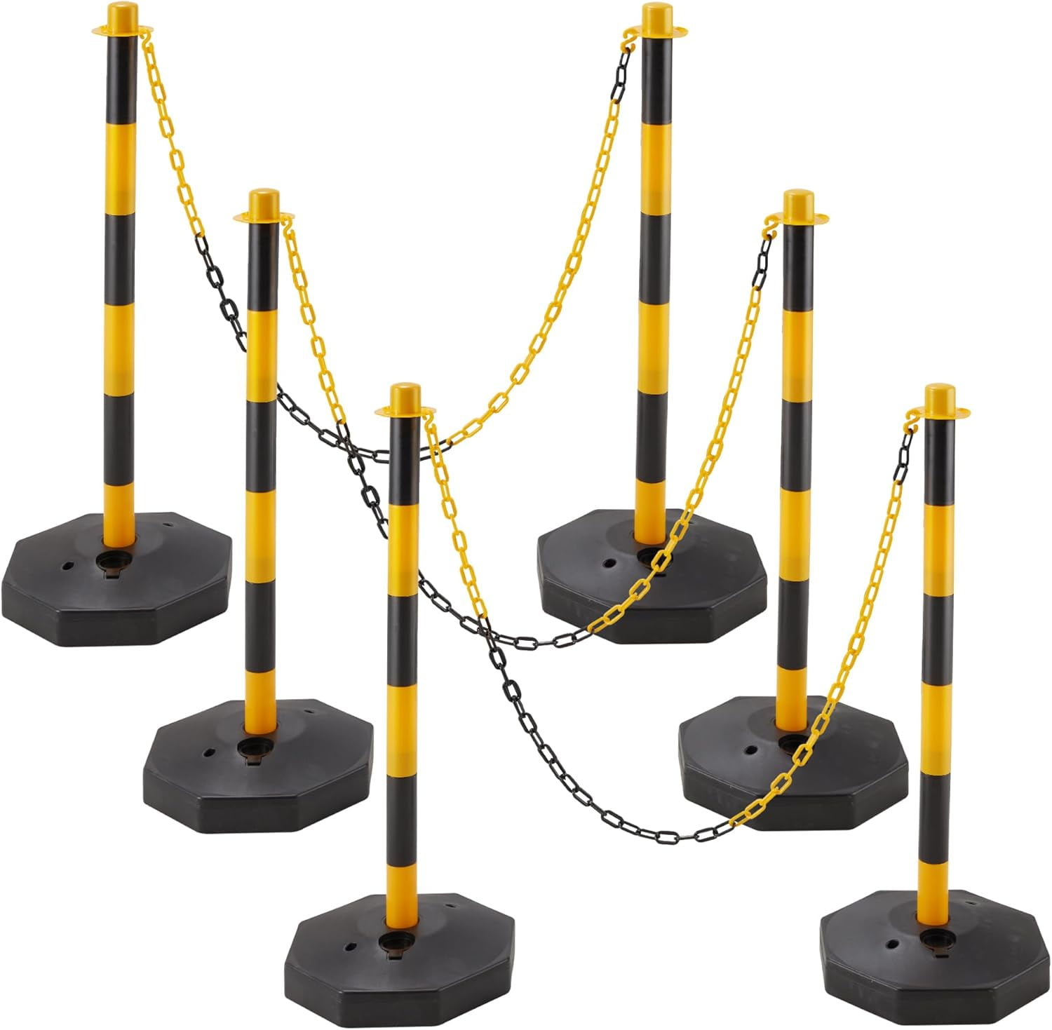 6 Pack Traffic Delineator Post Cones, Plastic Stanchion Post Set with ...