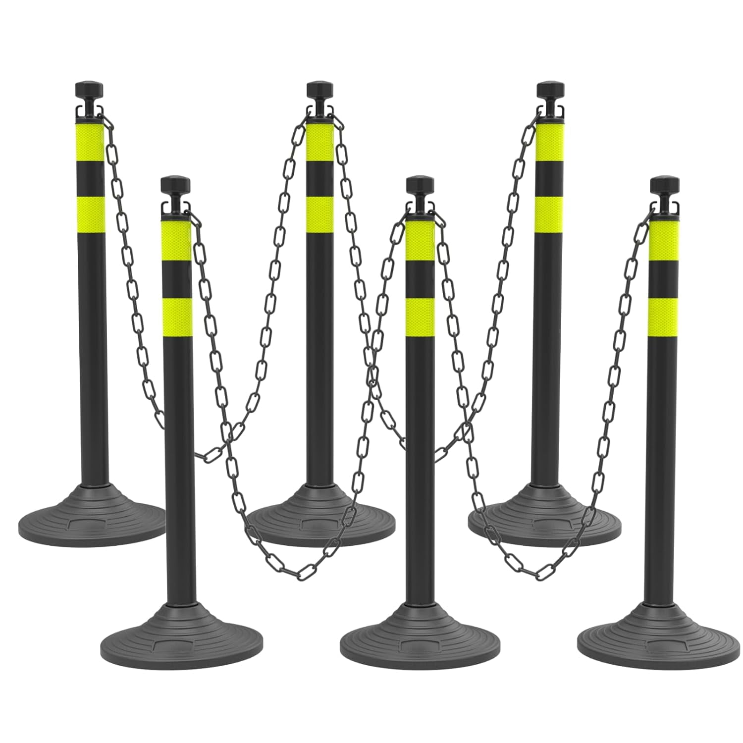 6 Pack Traffic Delineator Posts Cones with Base, Safety Barrier with ...