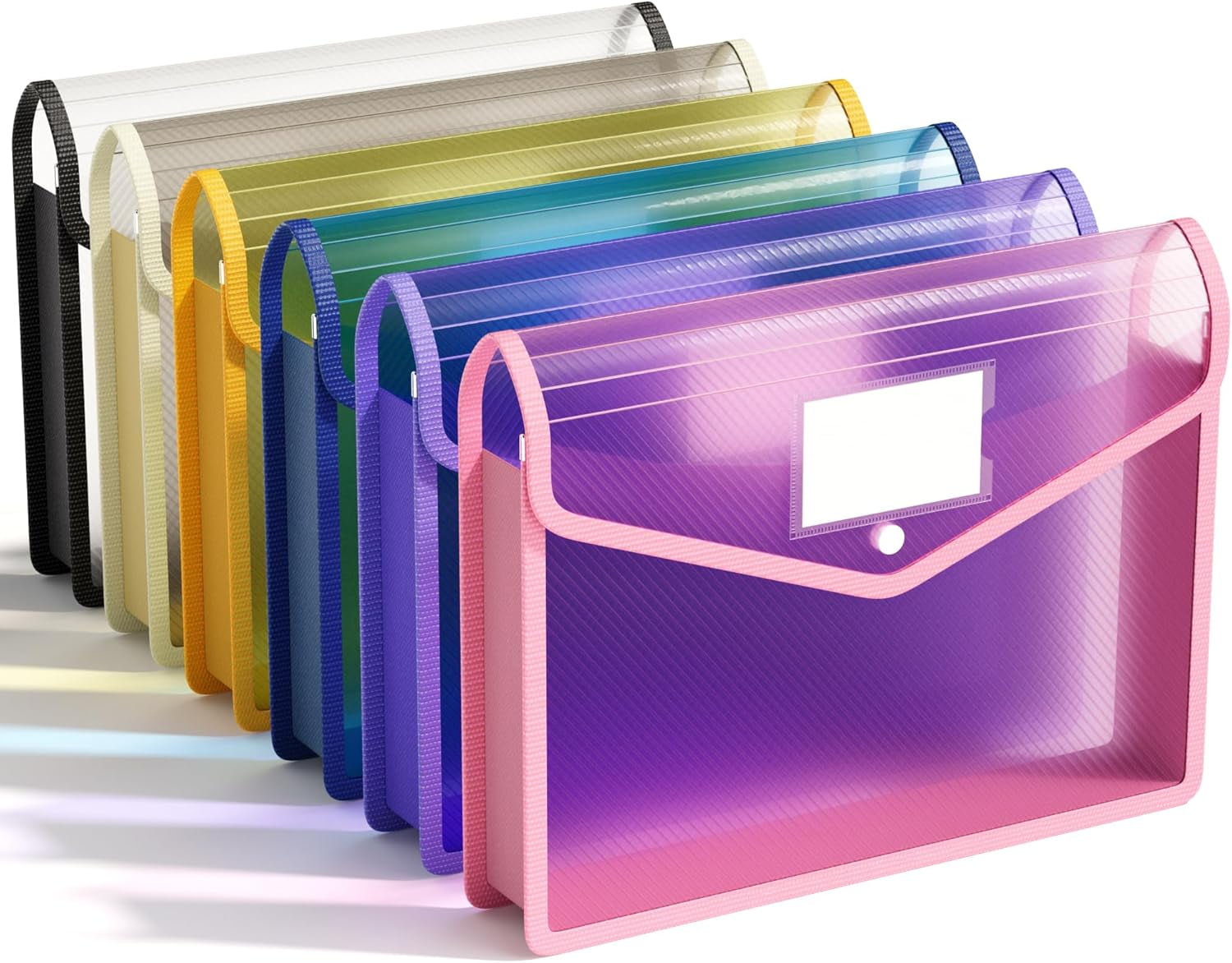 6 Pack Transparent Expanding File Folders with Snap Closure, No ...