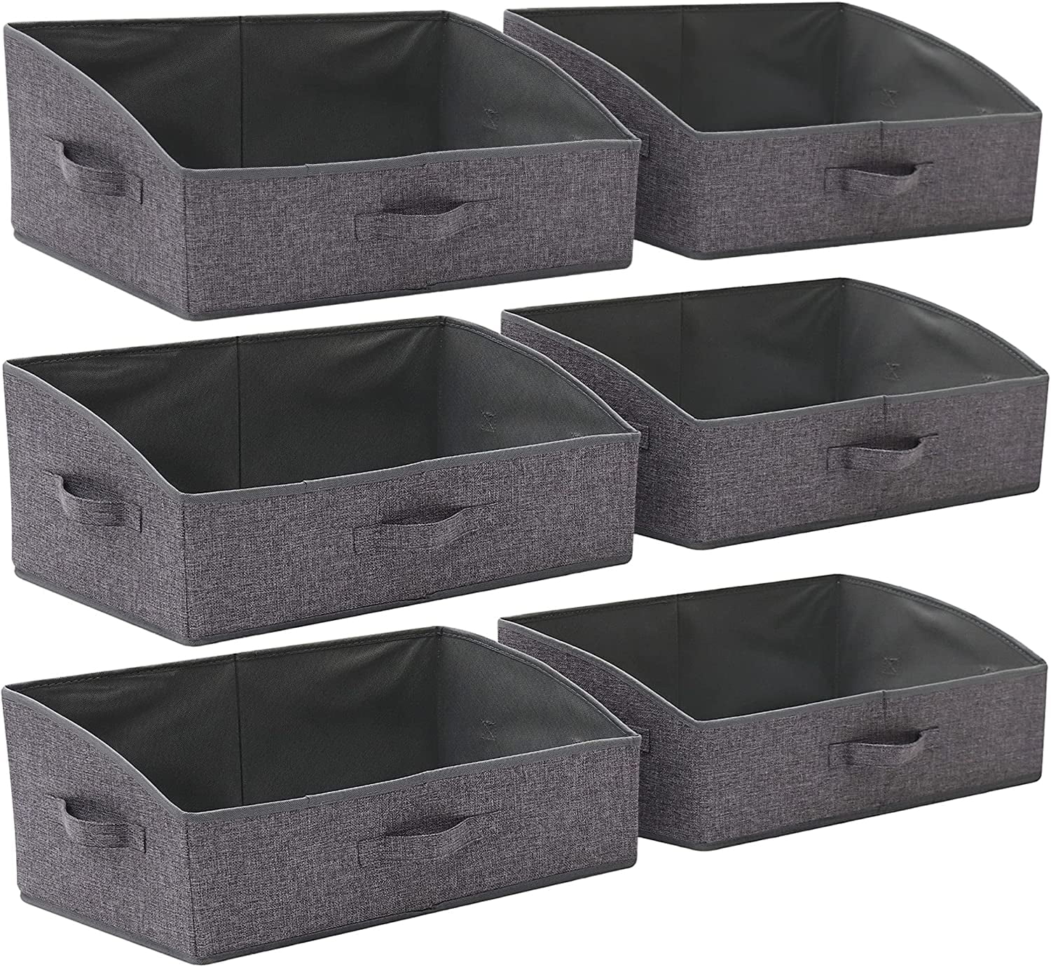 6 Pack Trapezoid Large Foldable Closet Storage Bins with Handle, Fabric ...