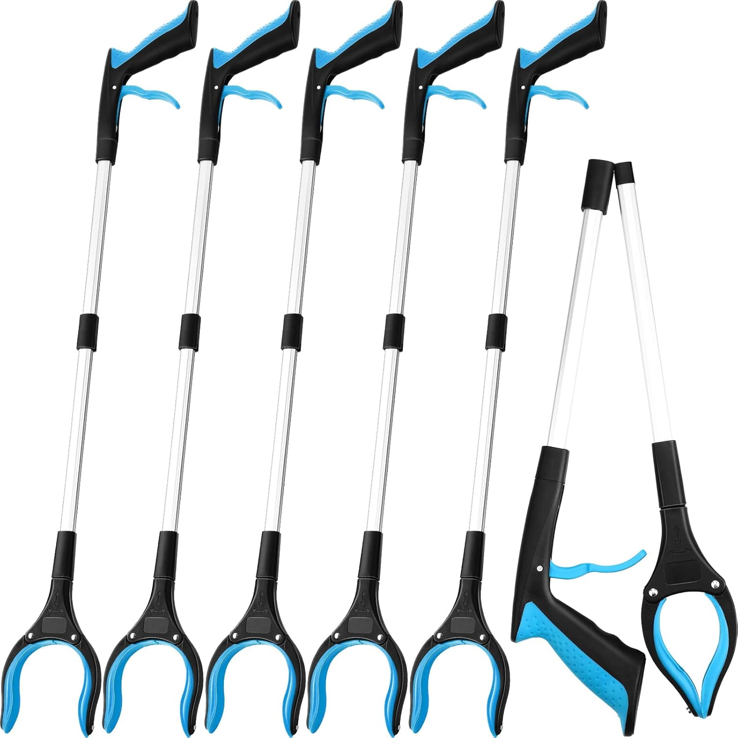 6 Pack Trash Grabber Reacher Tool for Elderly, 32" Foldable Trash ...