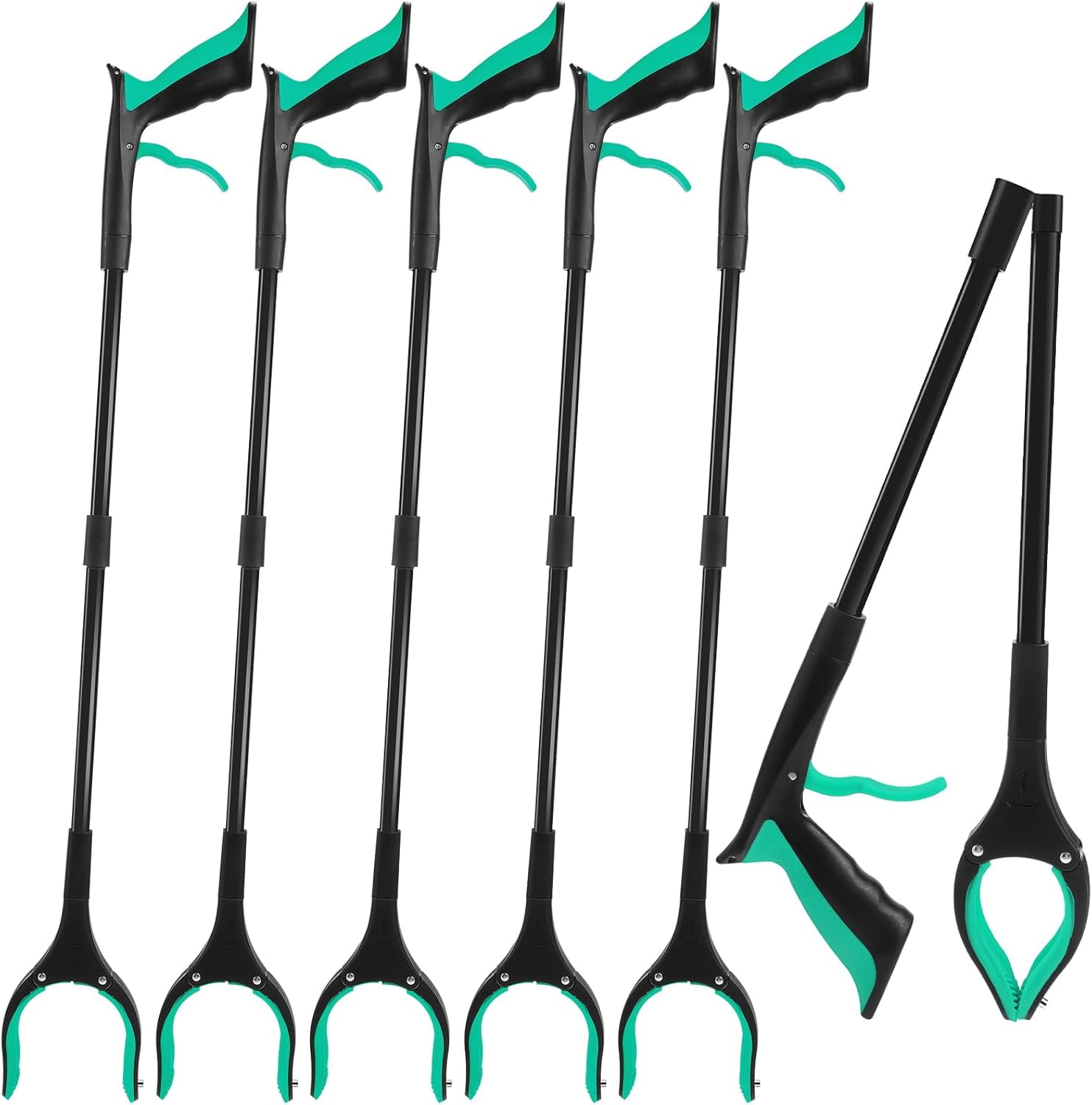 6 Pack Trash Grabber Reacher Tool for Elderly, 32" Foldable Trash ...