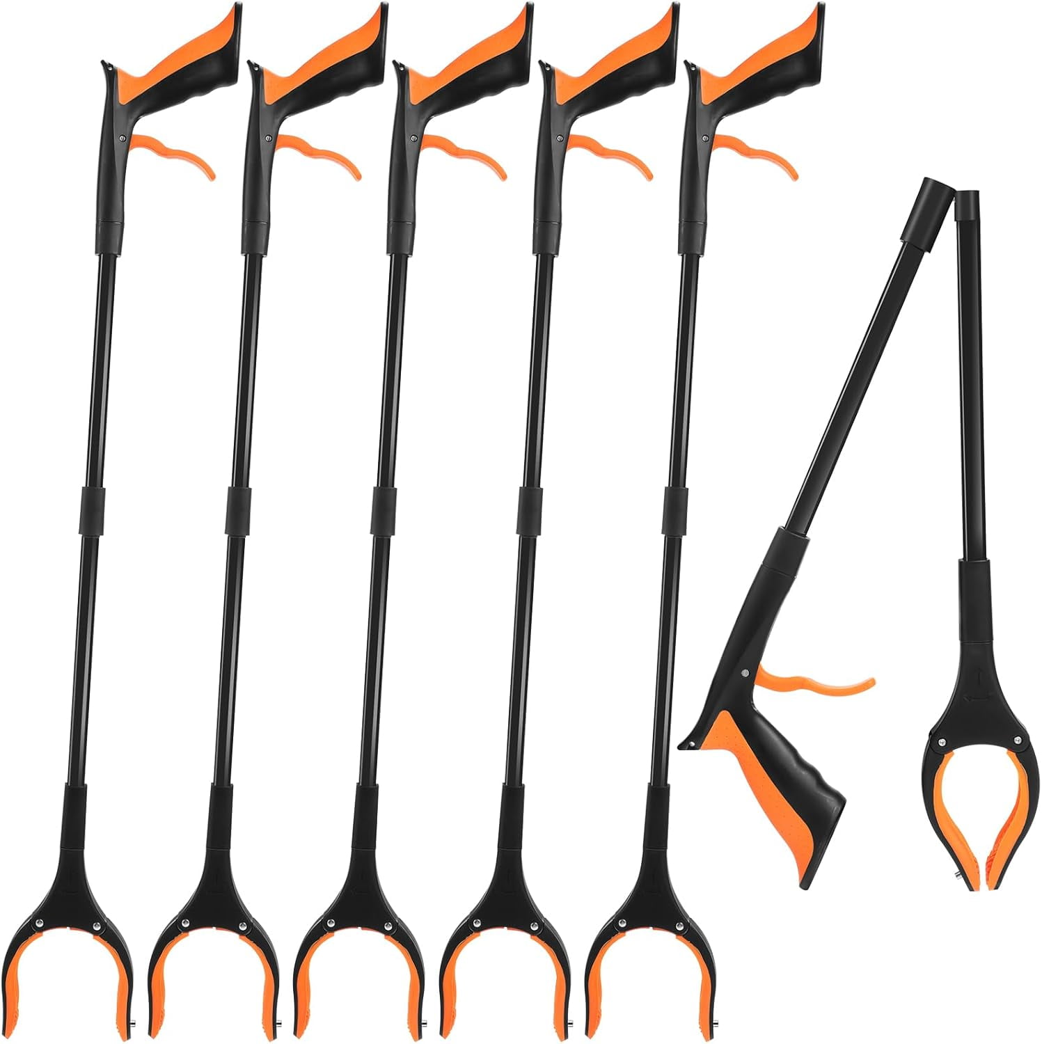 6 Pack Trash Grabber Reacher Tool for Elderly, 32" Foldable Trash ...