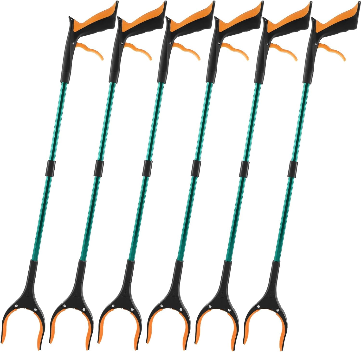 6 Pack Trash Grabber Reacher Tool for Elderly, 32" Foldable Trash ...