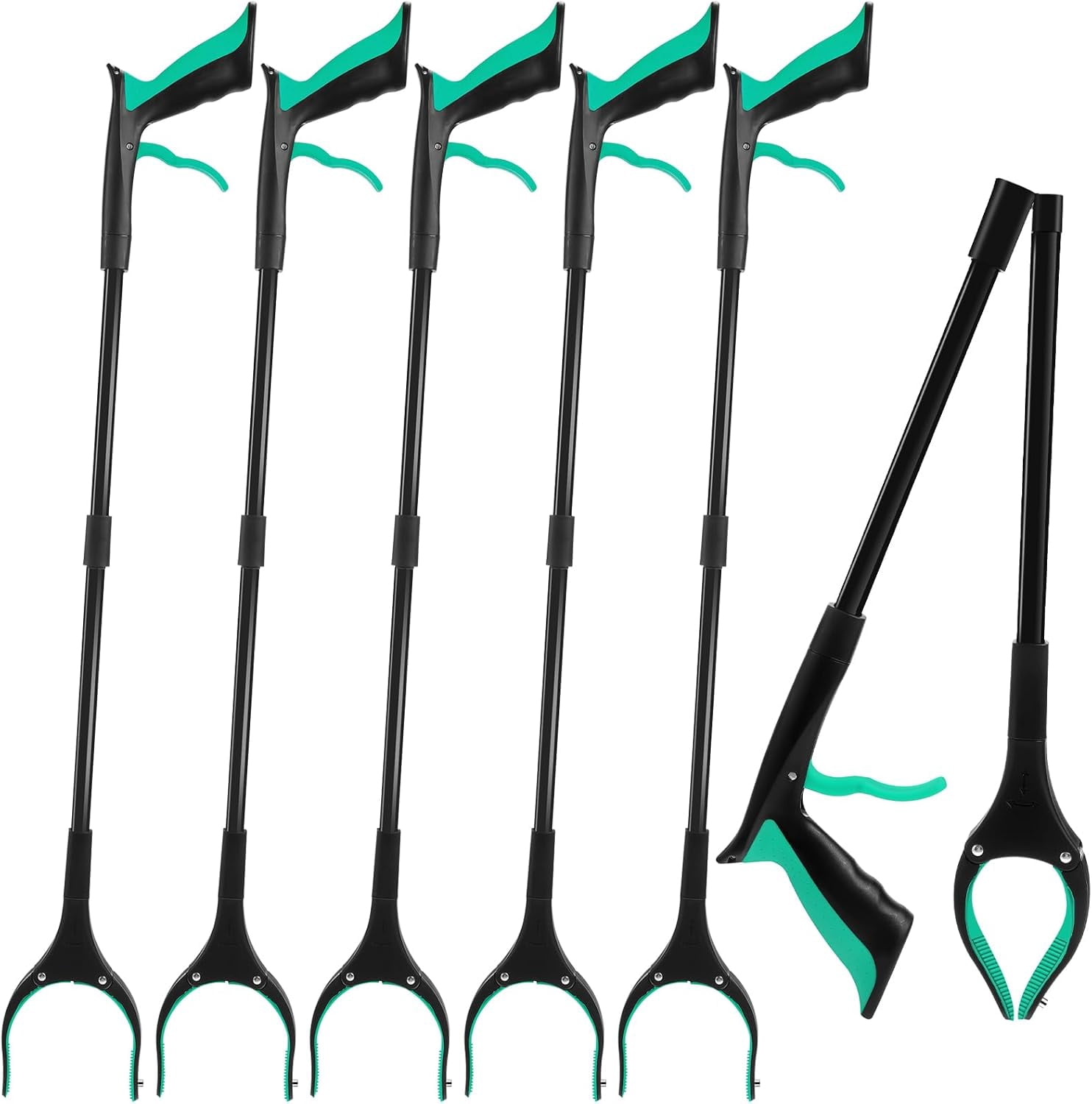 6 Pack Trash Grabber Reacher Tool for Elderly, 32" Foldable Trash ...