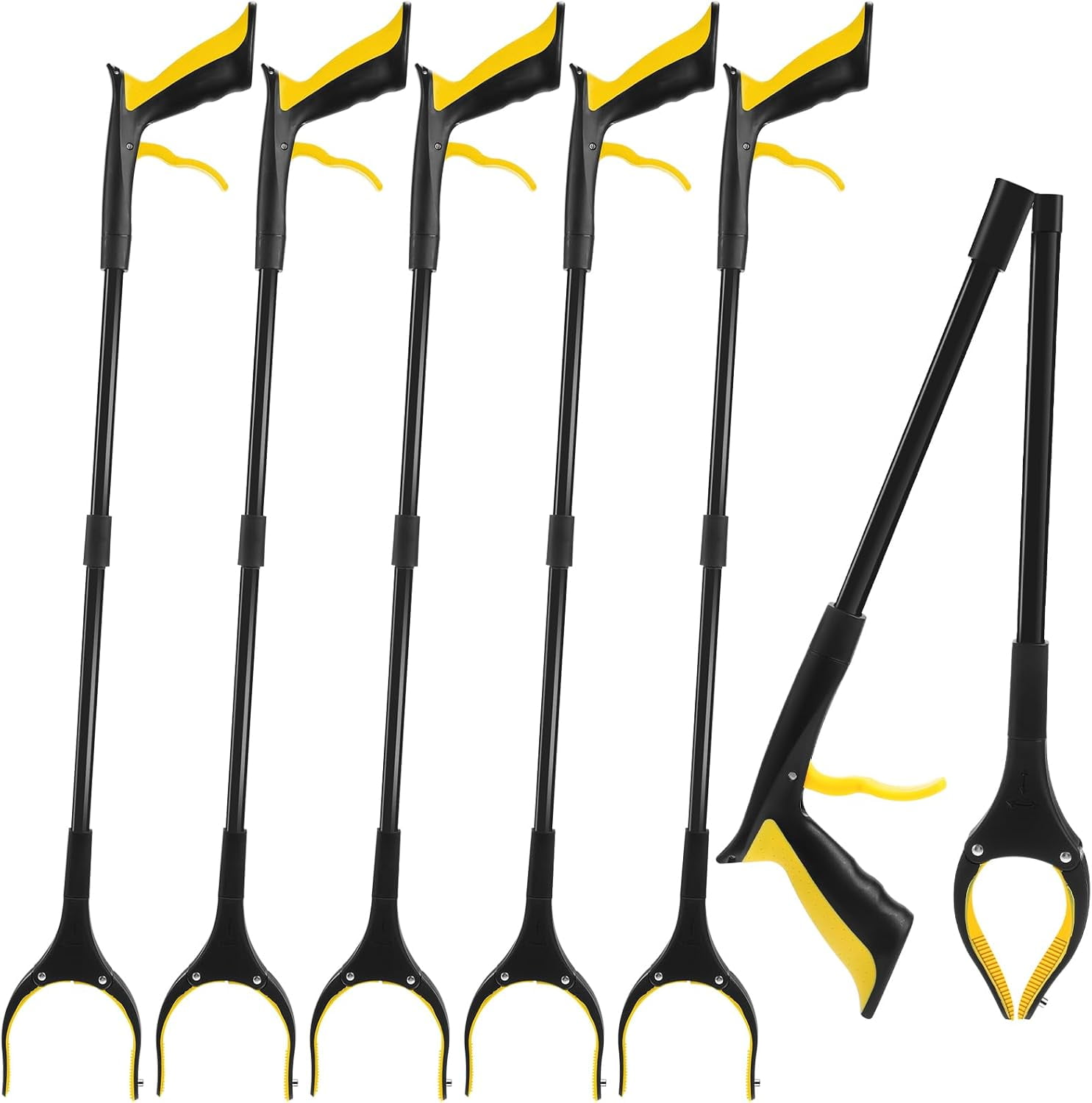 6 Pack Trash Grabber Reacher Tool for Elderly, 32" Foldable Trash ...