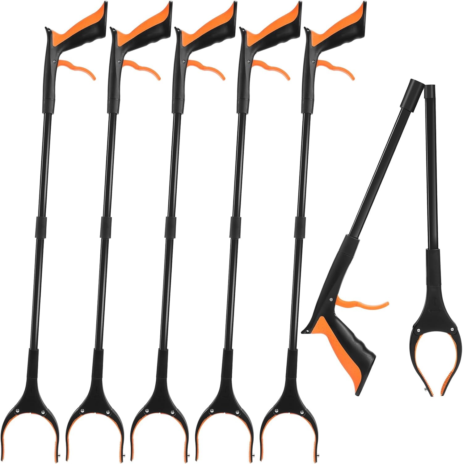 6 Pack Trash Grabber Reacher Tool for Elderly, 32" Foldable Trash ...