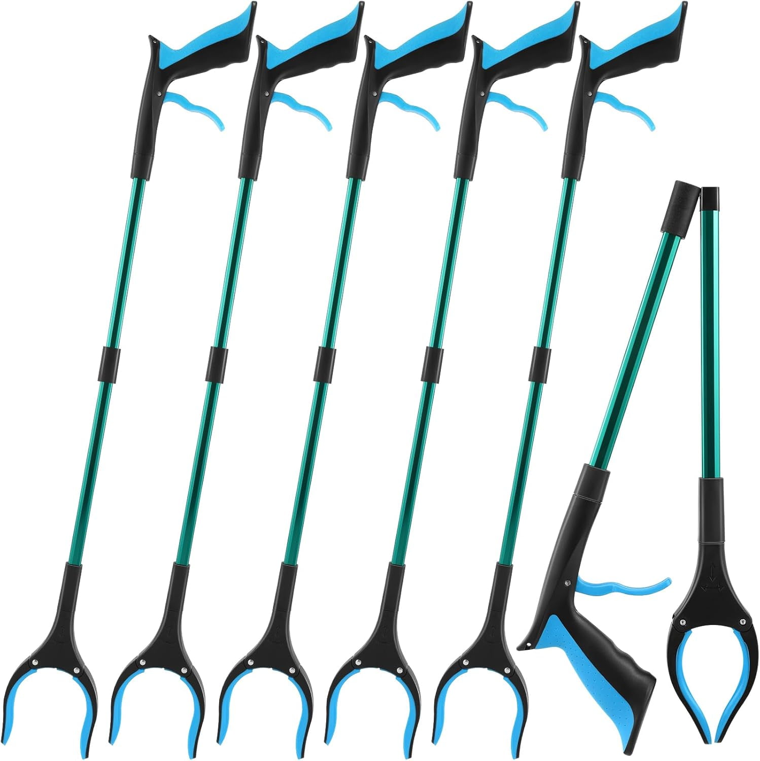 6 Pack Trash Grabber Reacher Tool for Elderly, 32" Foldable Trash ...