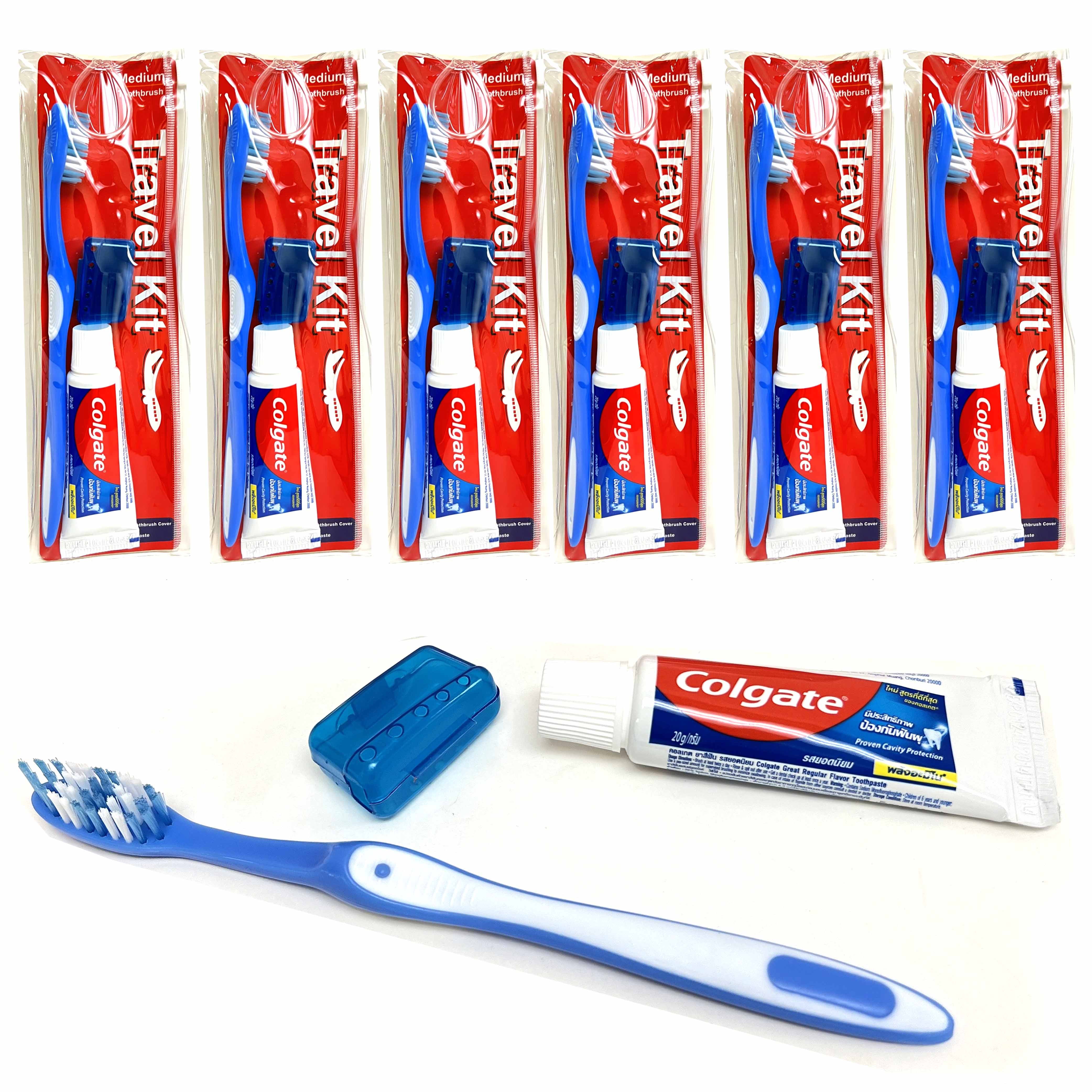 6 Pack Travel Set Toothbrush Colgate Toothpaste .71oz Kit Portable ...