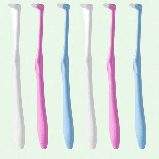6-Pack Tufted Toothbrushes for Orthodontic Braces, Bridges, and Detail ...