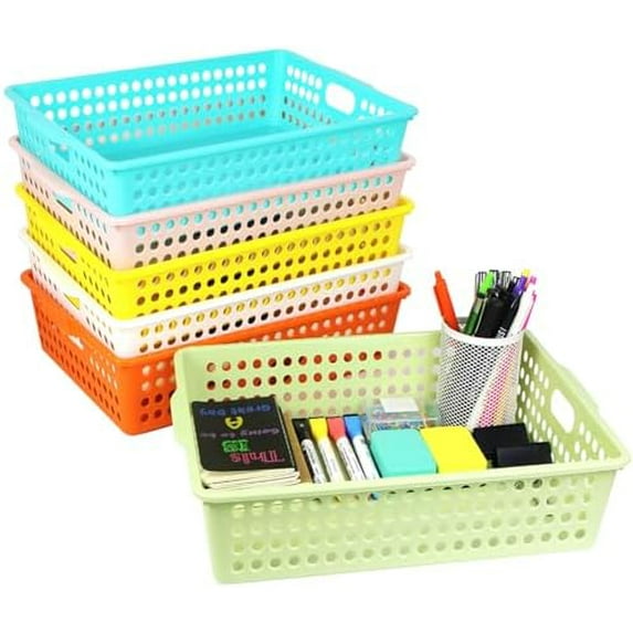 6 Pack Turn in Trays Classroom, Plastic A4 Paper Tray Organizer for ...
