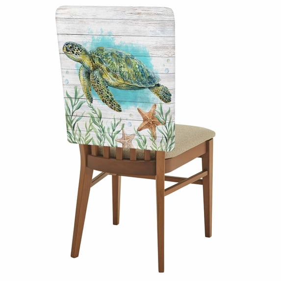 6 Pack Turtle Coastal Chair Back Covers Ocean Starfish Seaweed Gray ...
