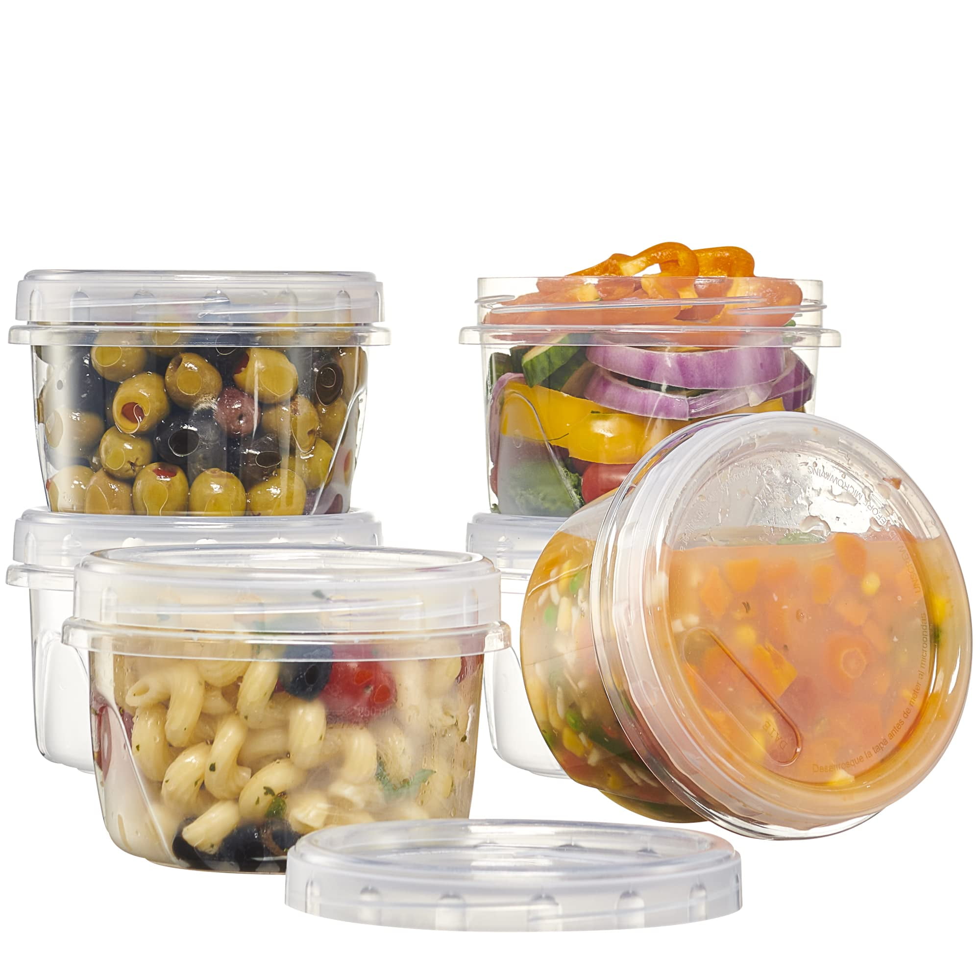 6 Pack Twist Cap Food Storage Containers with Clear Screw on Lid- 16 oz ...