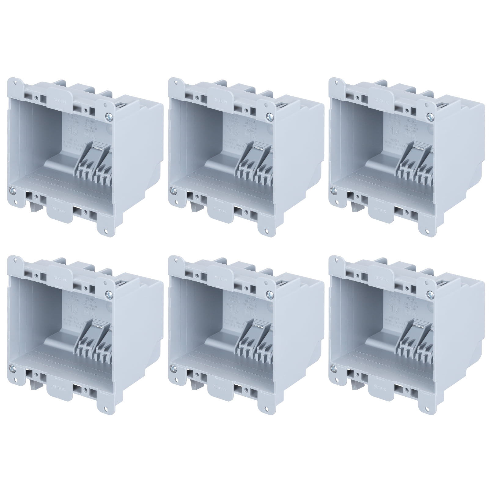 6 Pack Two Gang Old Work Electrical Outlet Box, Ultra-deep 25 Cubic ...