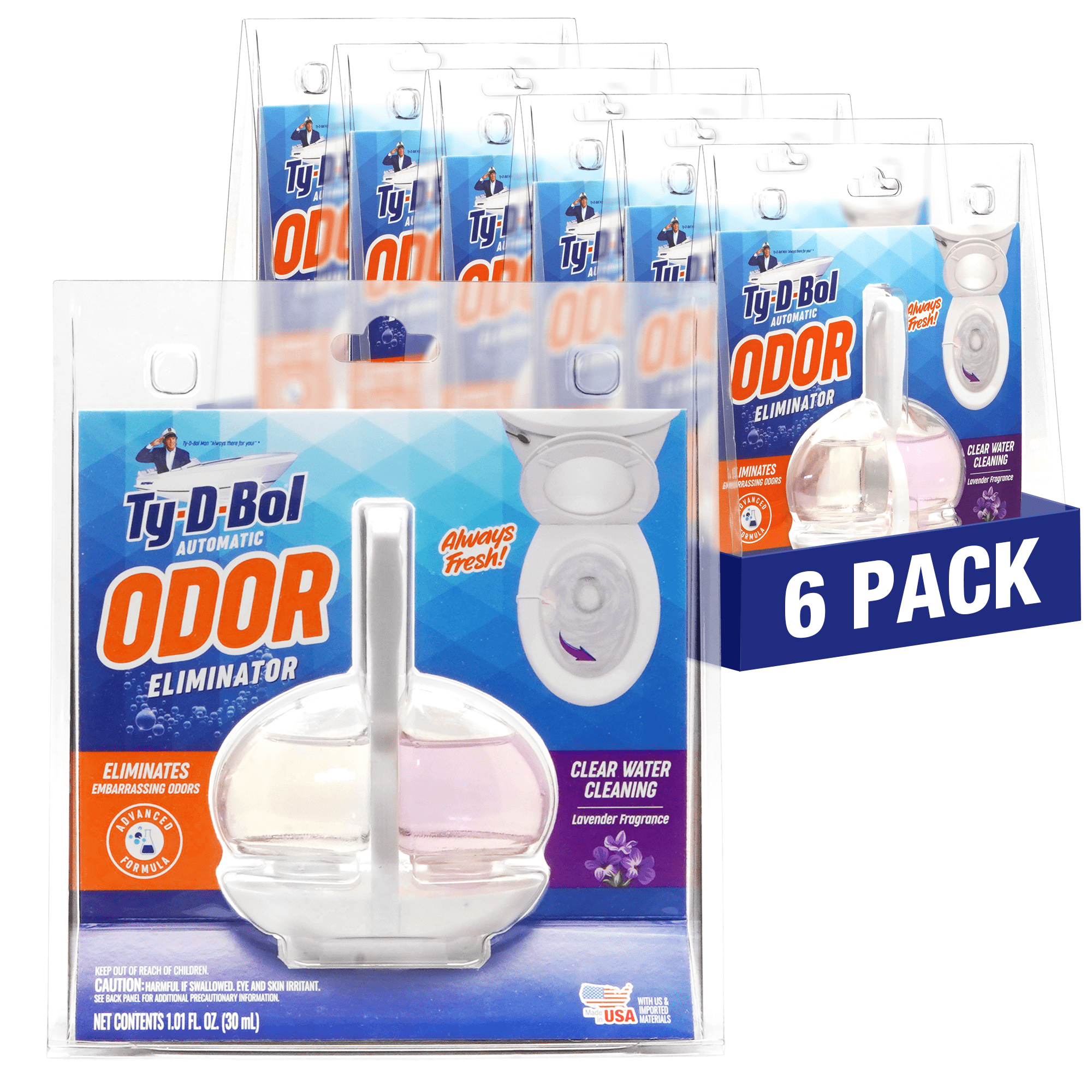 (6 Pack) Ty-D-Bol Odor Eliminator Over-The-Rim Toilet Bowl Cleaner ...