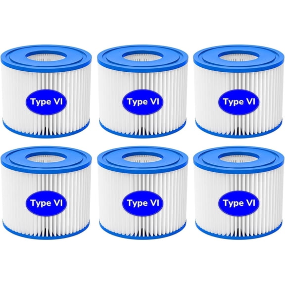 6 Pack Type VI Hot Tub Filter for Coleman Saluspa, Lay-Z-Spa, Bestway ...