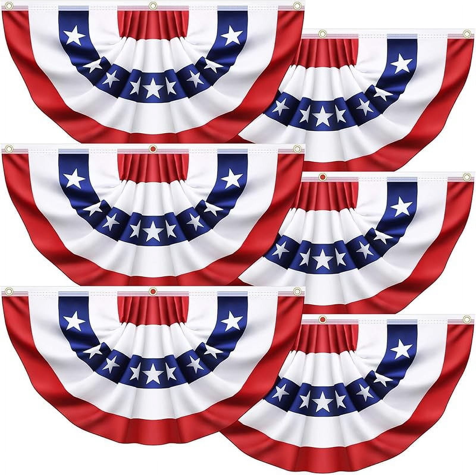 6 Pack USA Pleated Bunting Fan Flags, 1.5x3 Ft USA Patriotic Half Fan ...